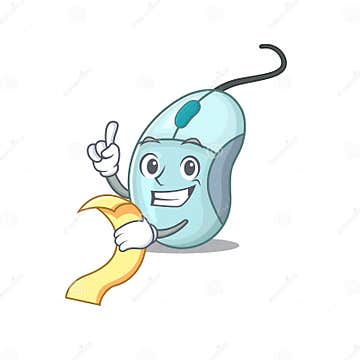 A Funny Cartoon Character of Computer Mouse with a Menu Stock Vector ...