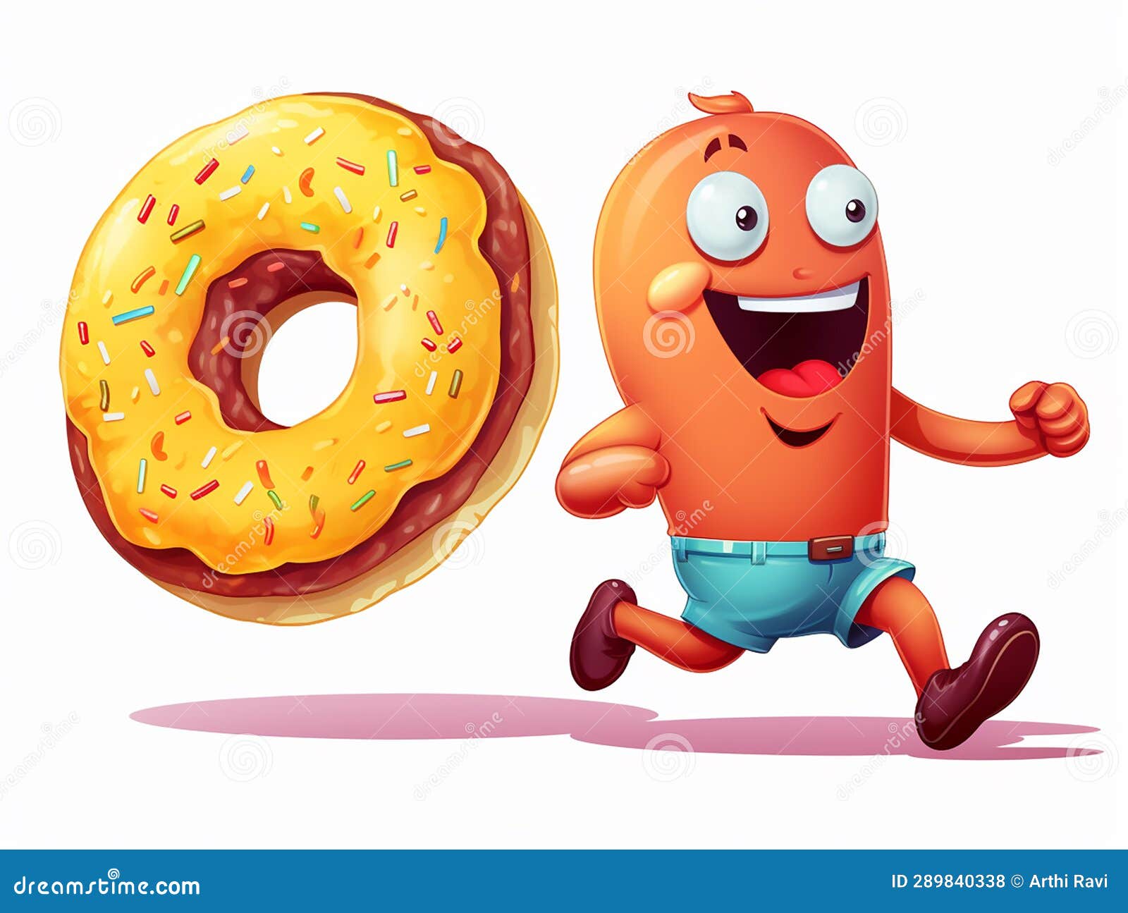 Funny Cartoon Character of Donut Stock Illustration - Illustration of ...