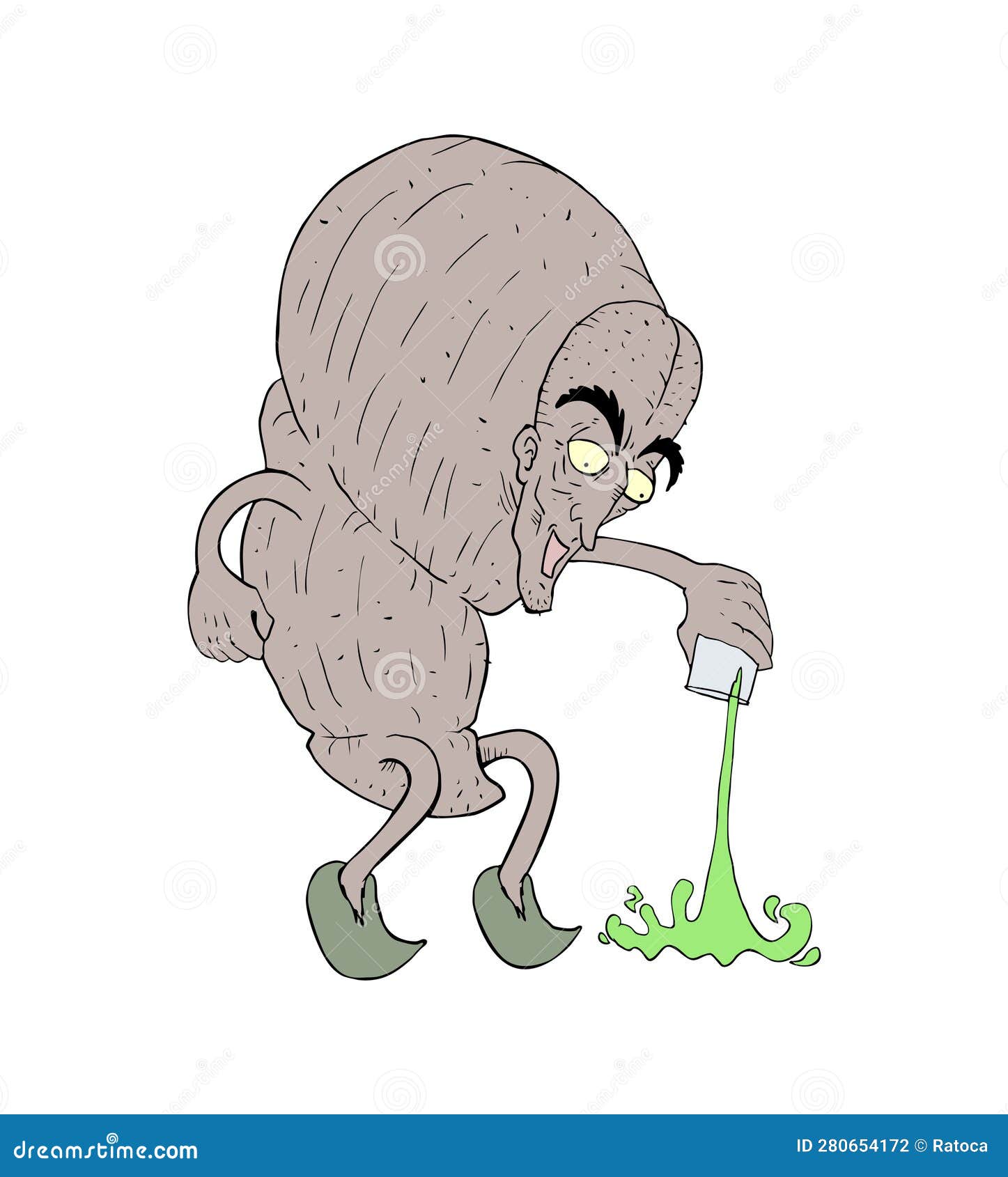 Funny Cartoon Character with Green Liquid Stock Vector - Illustration ...