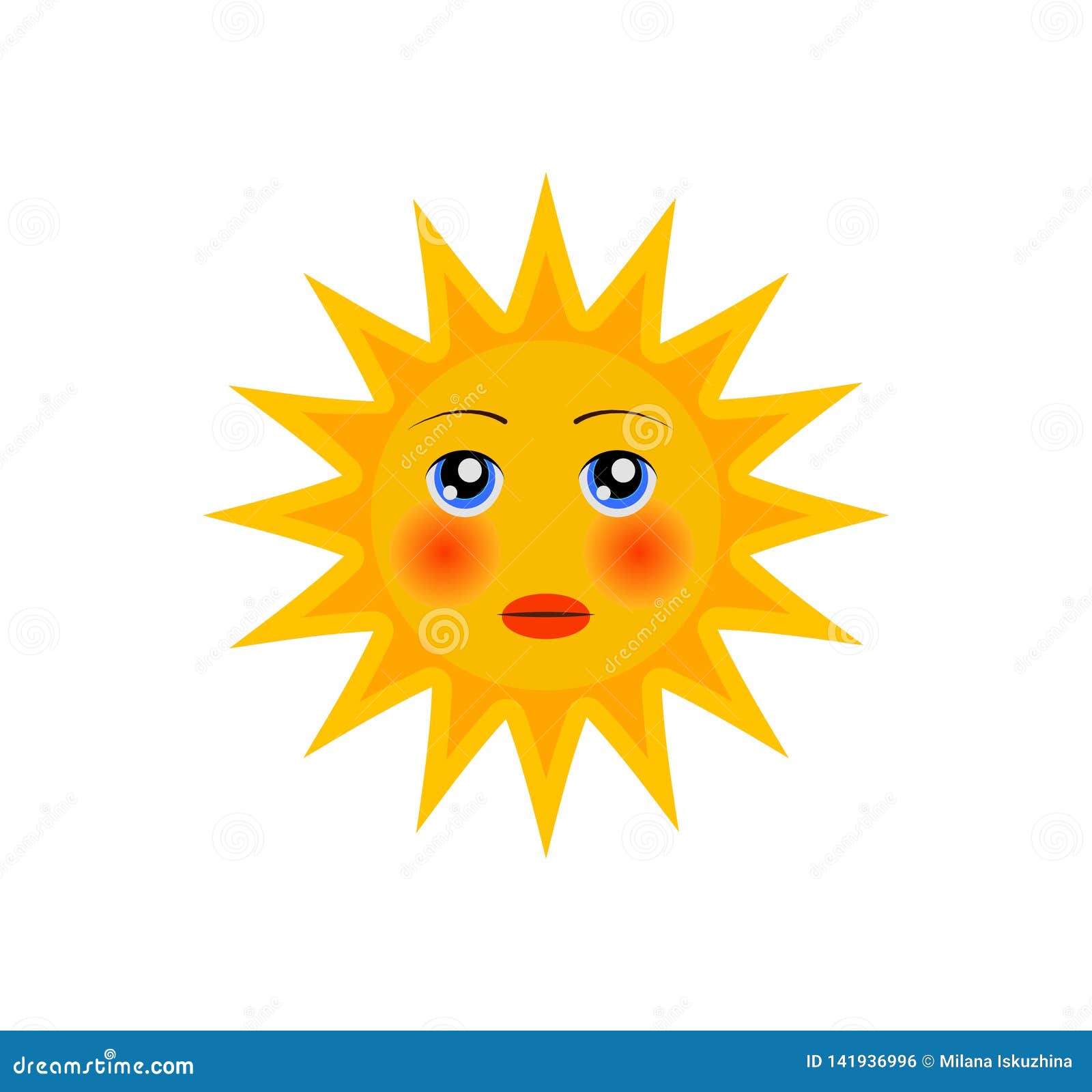 Funny Cartoon Character of Sun with Ruddy Stock Vector - Illustration ...