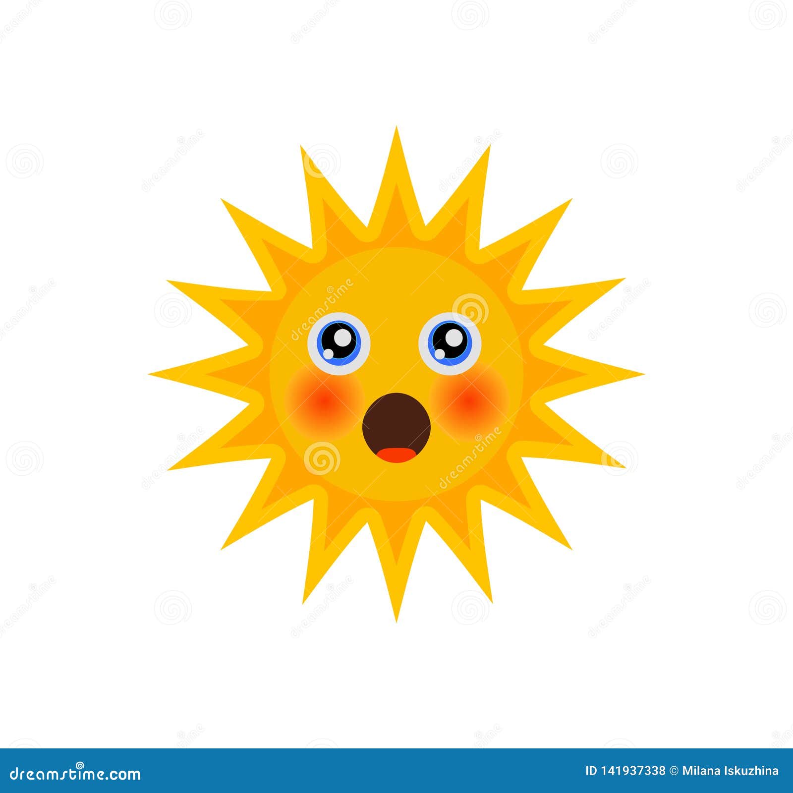 Funny Cartoon Character of Sun with Ruddy Cheeks Stock Vector ...
