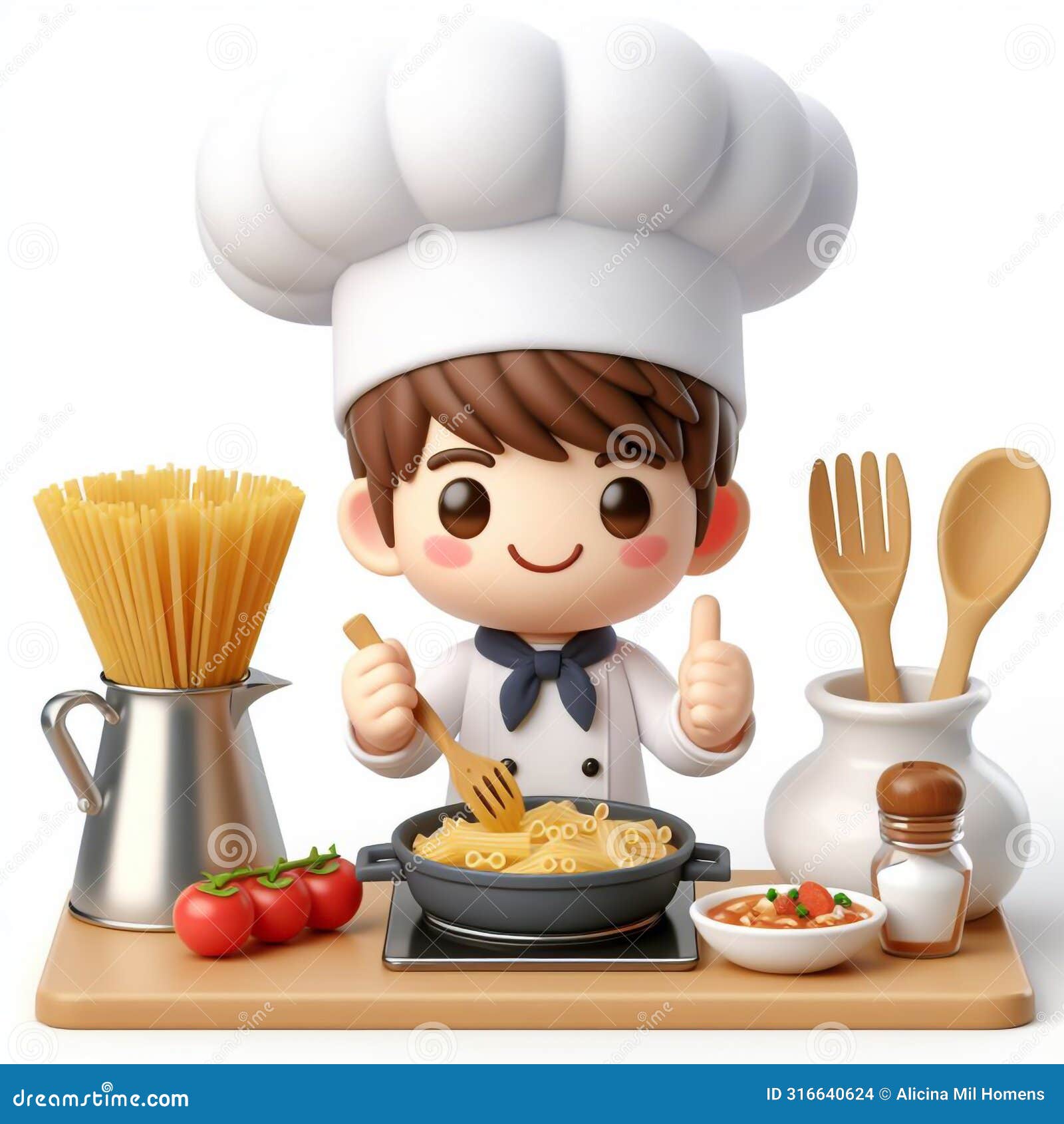 Funny Cartoon of Chef Cooking Stock Illustration - Illustration of ...