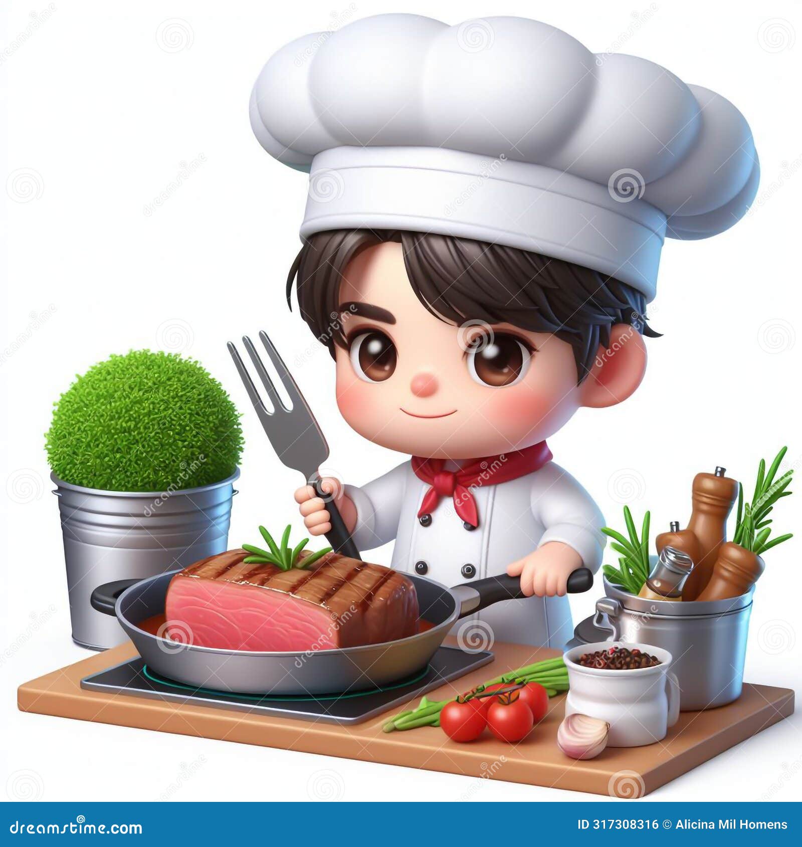 Funny Cartoon of Chef Cooking Stock Illustration - Illustration of ...