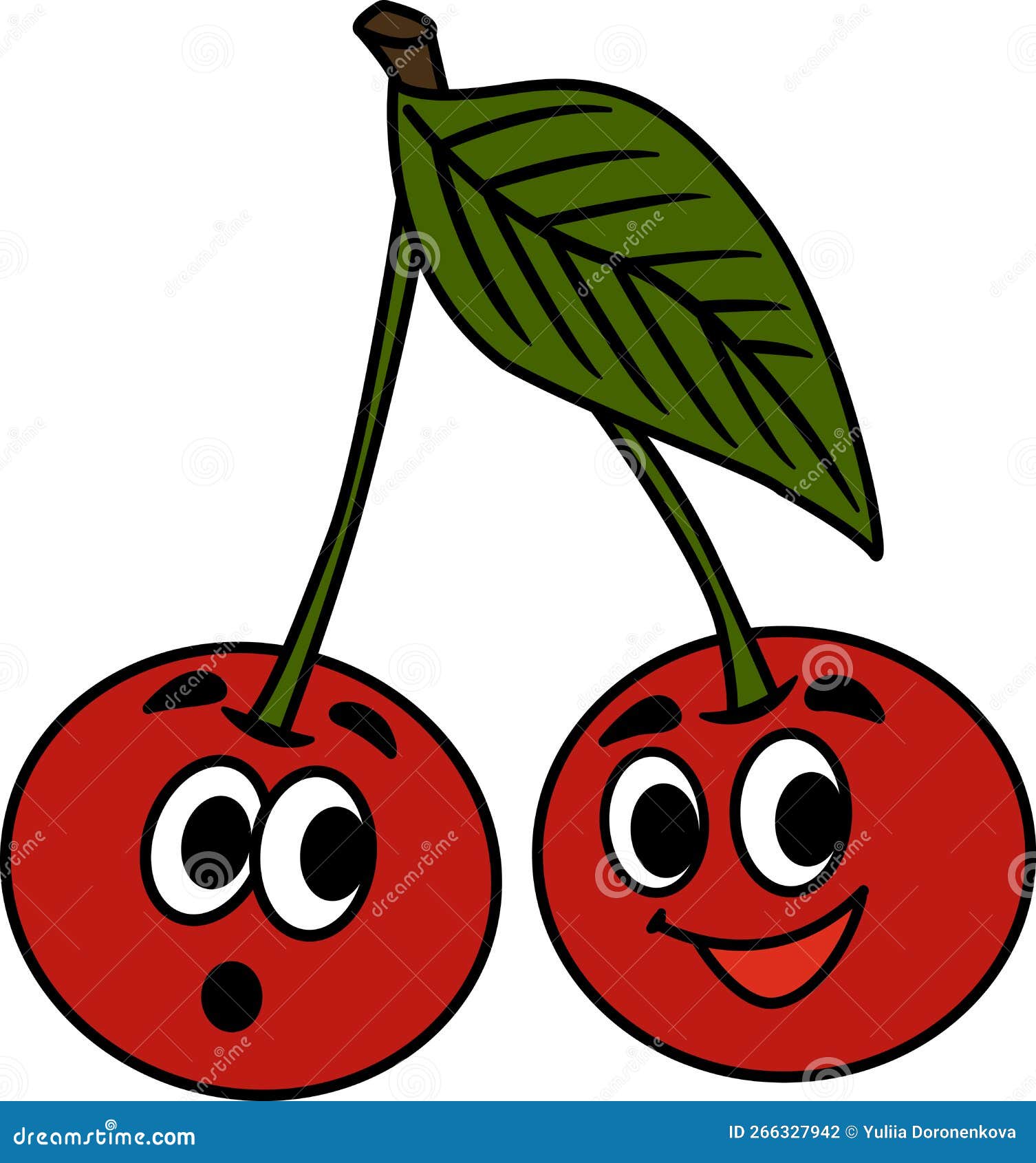 Funny cartoon cherries. stock vector. Illustration of clip - 266327942