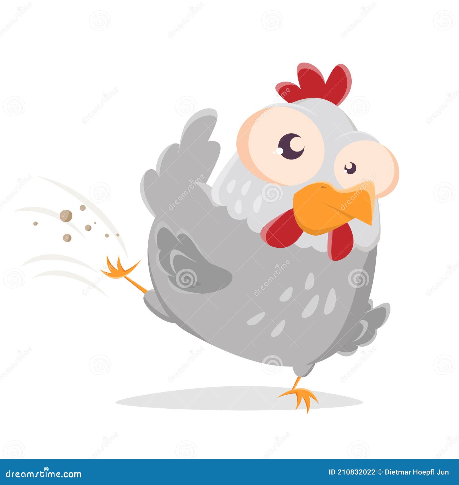 Funny Cartoon Chicken Scratching the Ground Stock Vector - Illustration ...