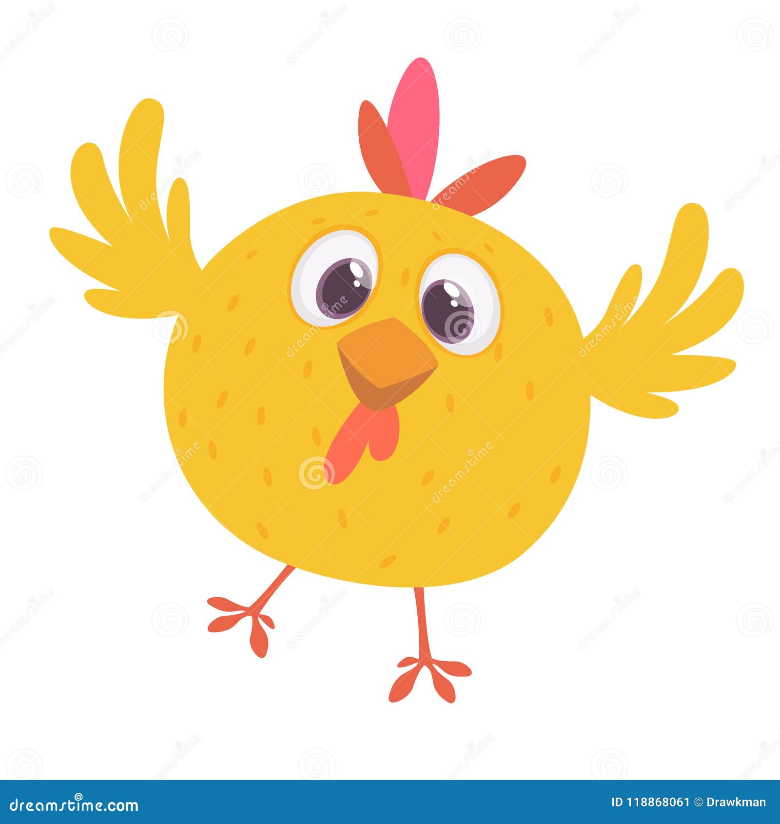 Funny Cartoon Chicken Flying. Vector Illustration. Stock Vector ...