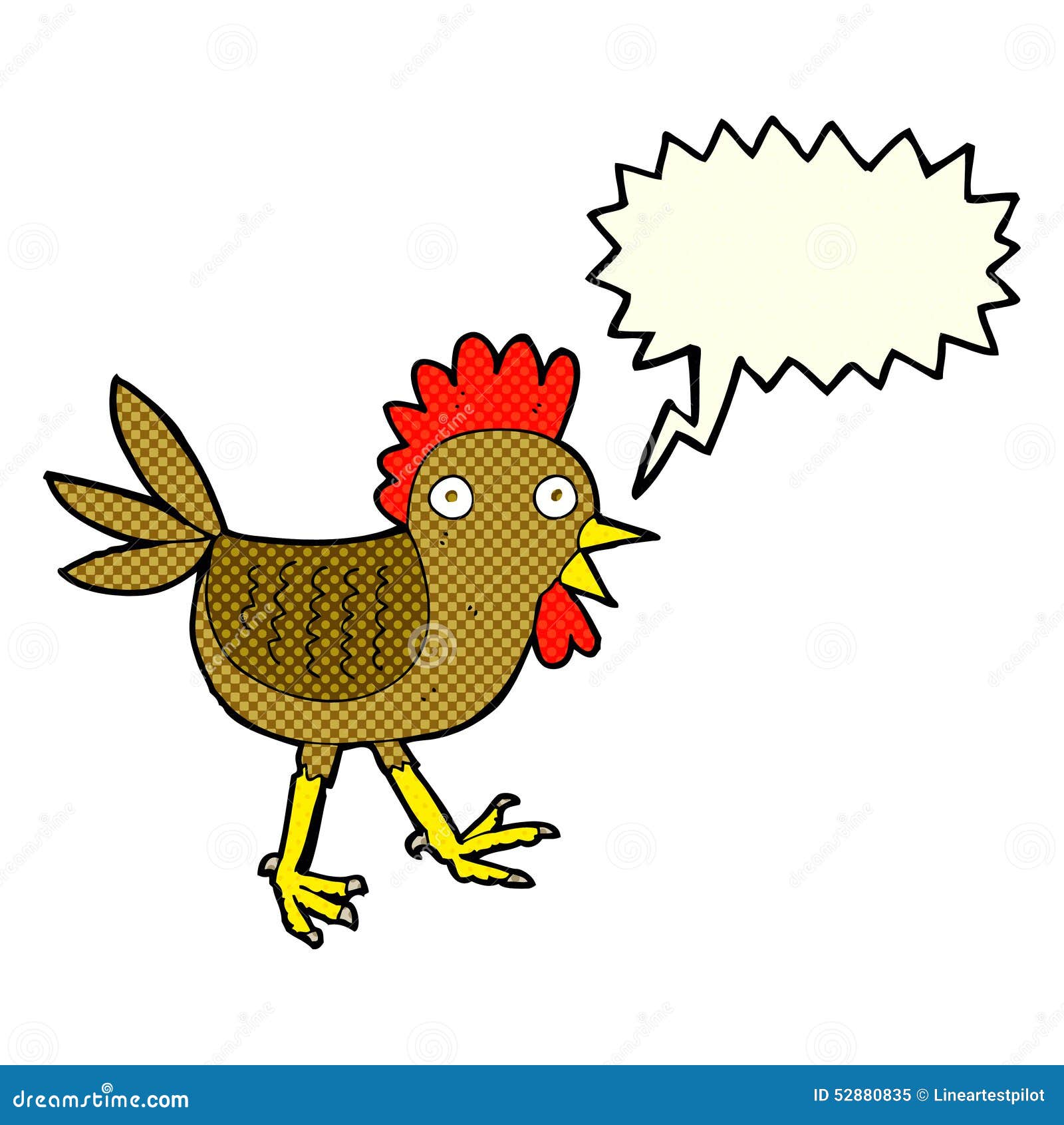 Funny Cartoon Chicken with Speech Bubble Stock Illustration ...
