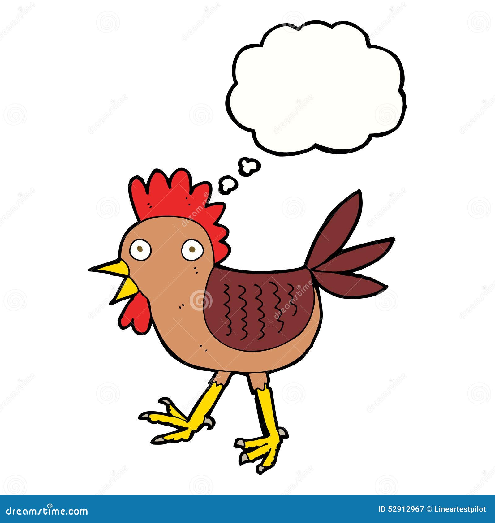 Funny Cartoon Chicken with Thought Bubble Stock Illustration ...