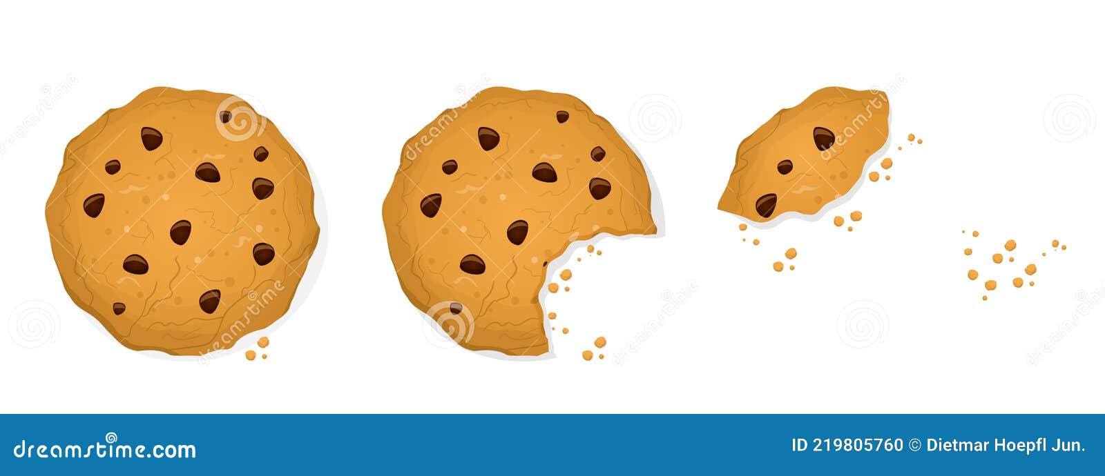 Funny Cartoon Collection of a Bitten Cookie in Different States Stock ...