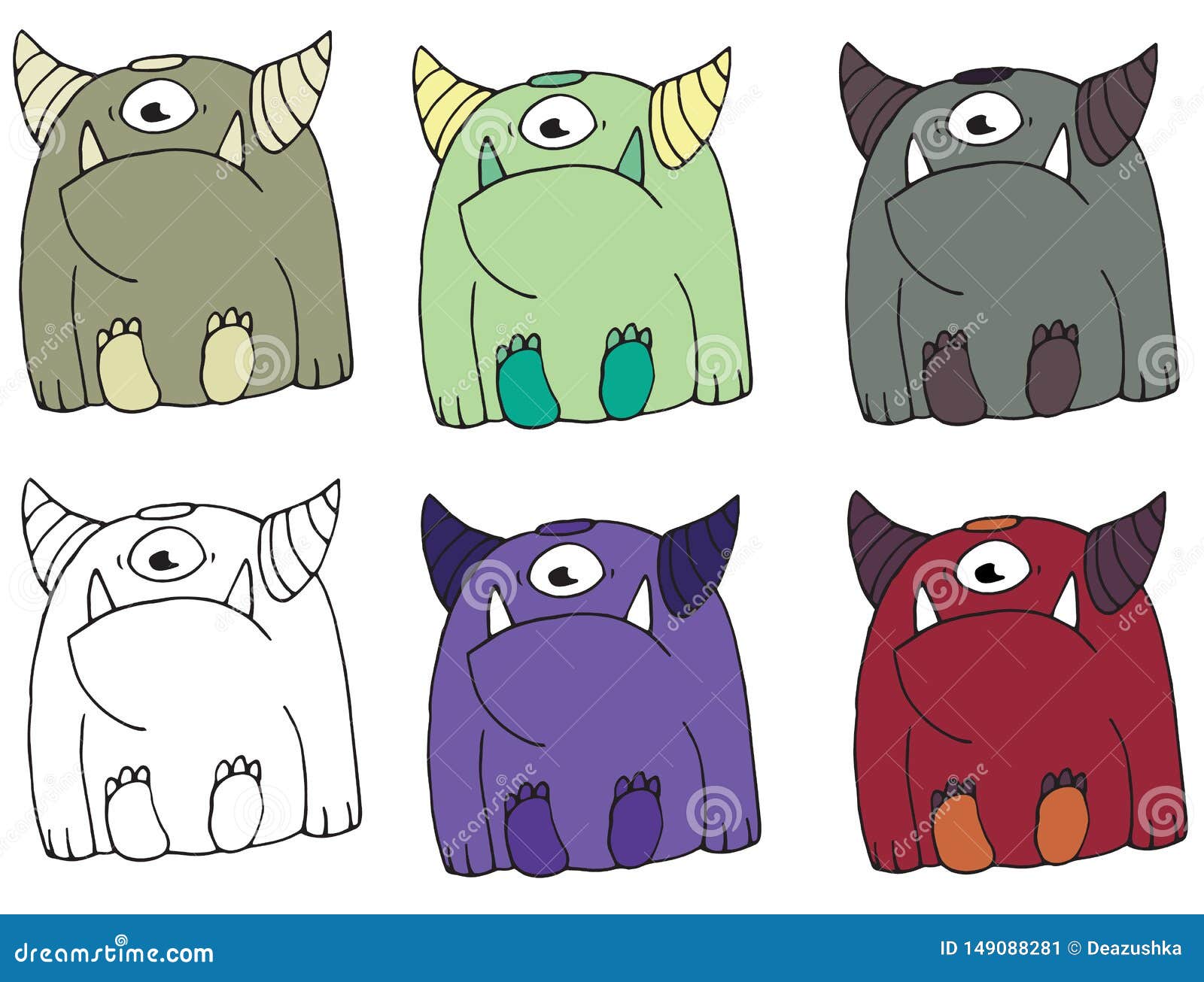 Monster Aliens In Another Planet Vector Illustration. Mountains Two ...