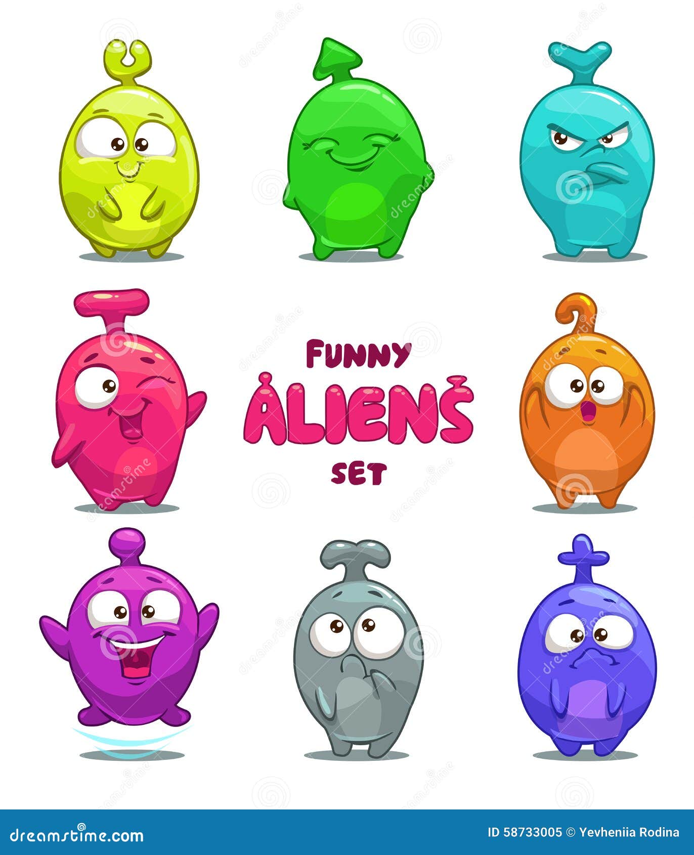 Funny Cartoon Colorful Aliens Stock Illustration - Illustration of ...