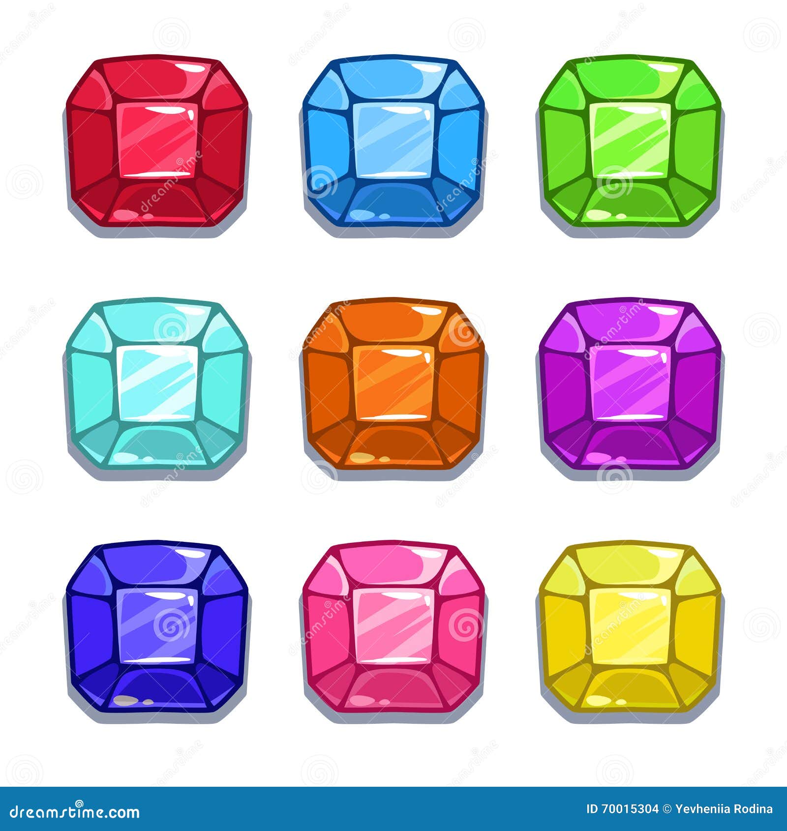 Funny Cartoon Colorful Gems Set Stock Vector - Illustration of jewels ...