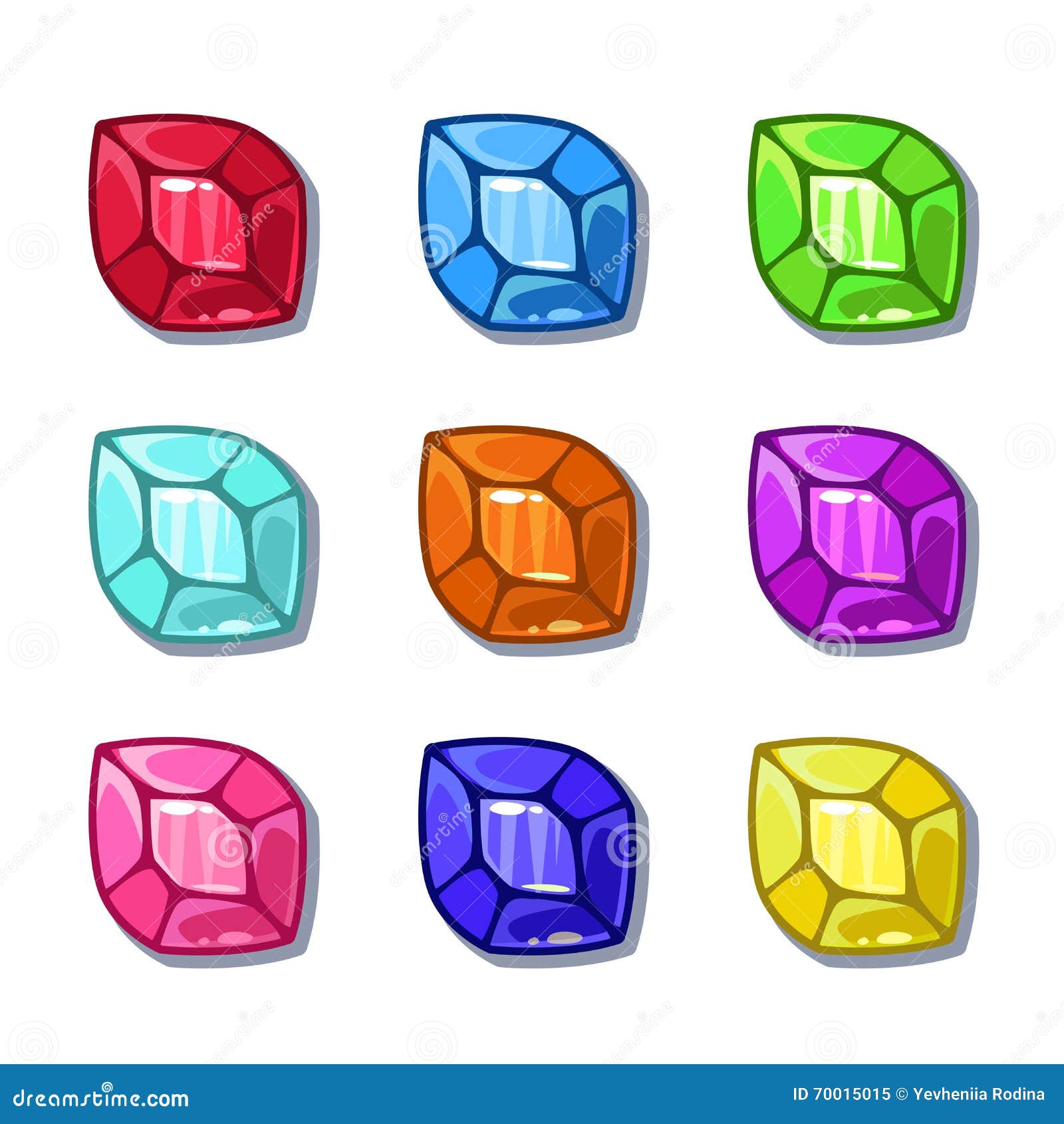 Funny Cartoon Colorful Gems Set Stock Vector - Illustration of icons ...