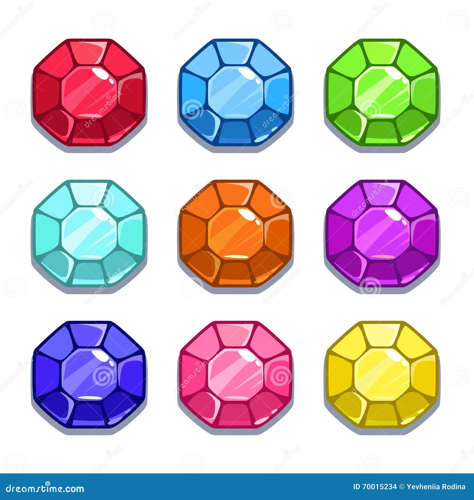Funny Cartoon Colorful Gems Set Stock Vector - Illustration of bright ...