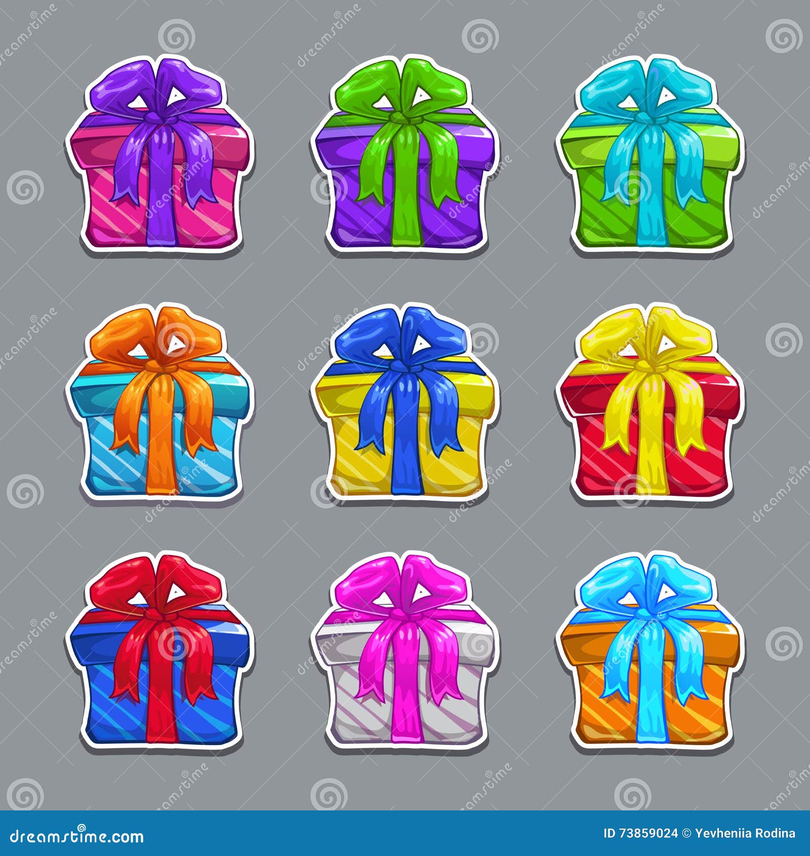 Funny Cartoon Colorful Gift Boxes Set Stock Vector - Illustration of ...