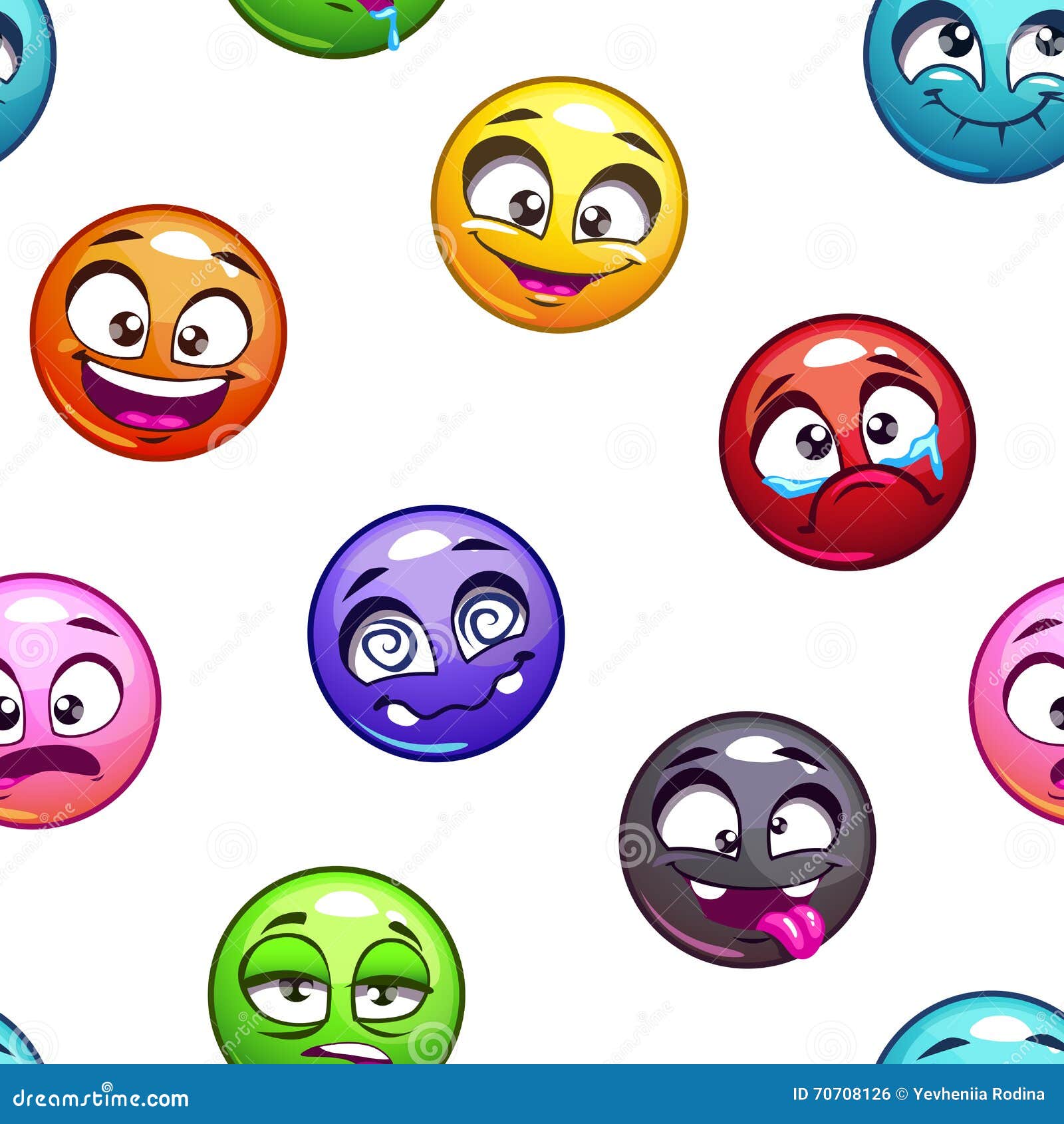 Funny Cartoon Comic Round Faces Pattern Stock Vector - Illustration of ...