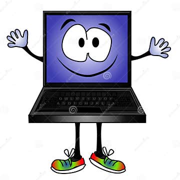 Funny Cartoon Computer Smiling Stock Illustration - Illustration of ...