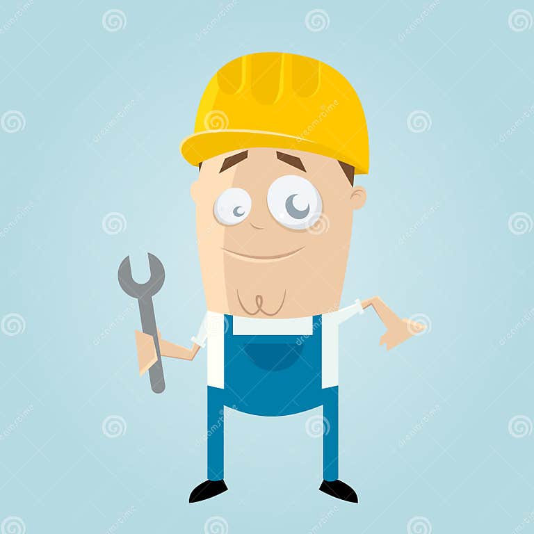 Funny Cartoon Construction Worker Stock Vector - Illustration of comic ...