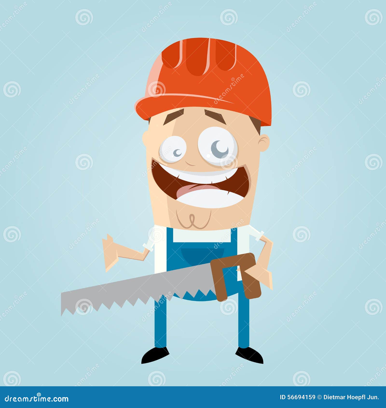 Funny Cartoon Construction Worker Stock Vector - Illustration of ...