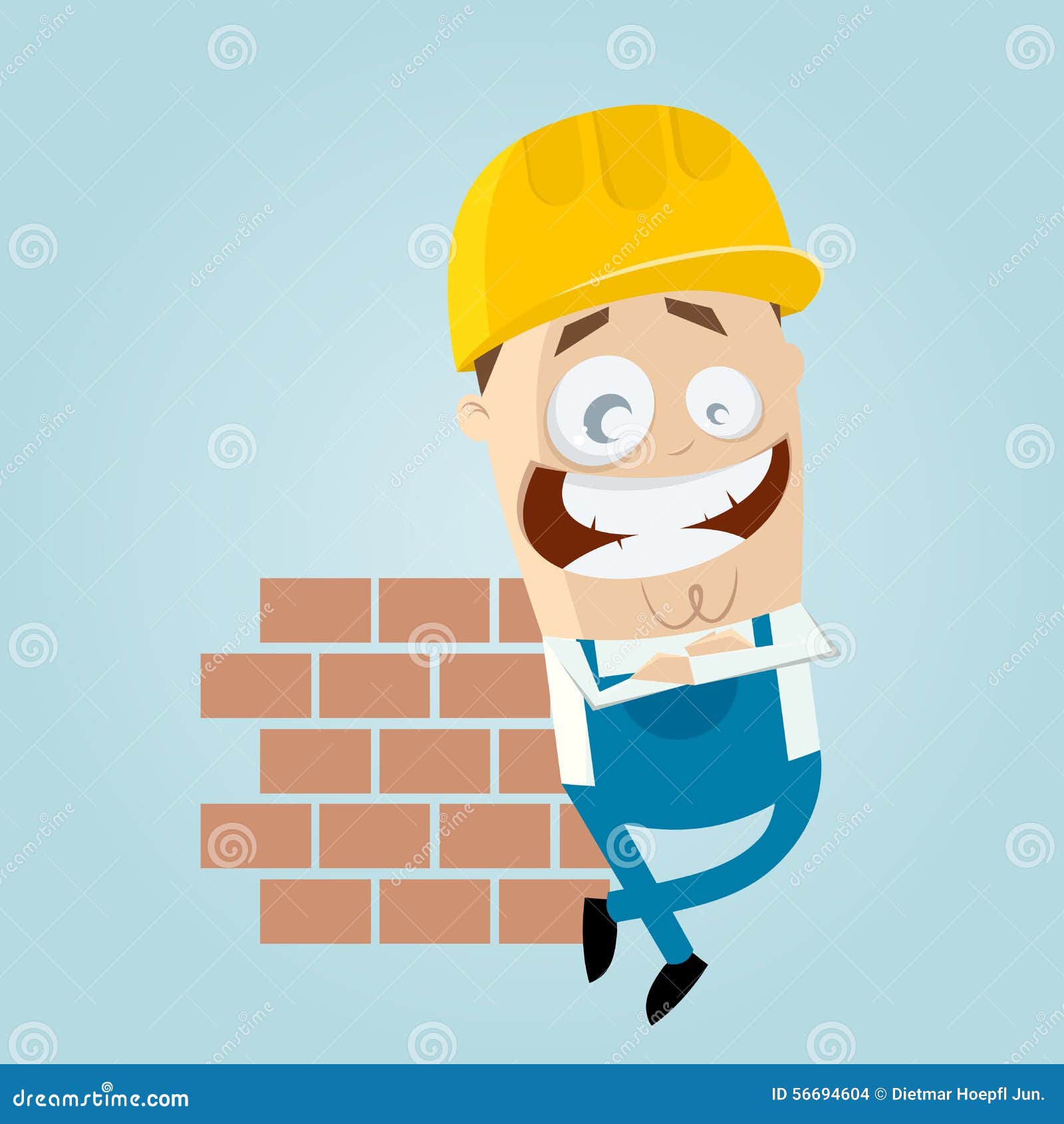 Funny Cartoon Construction Worker Stock Vector - Illustration of mason ...