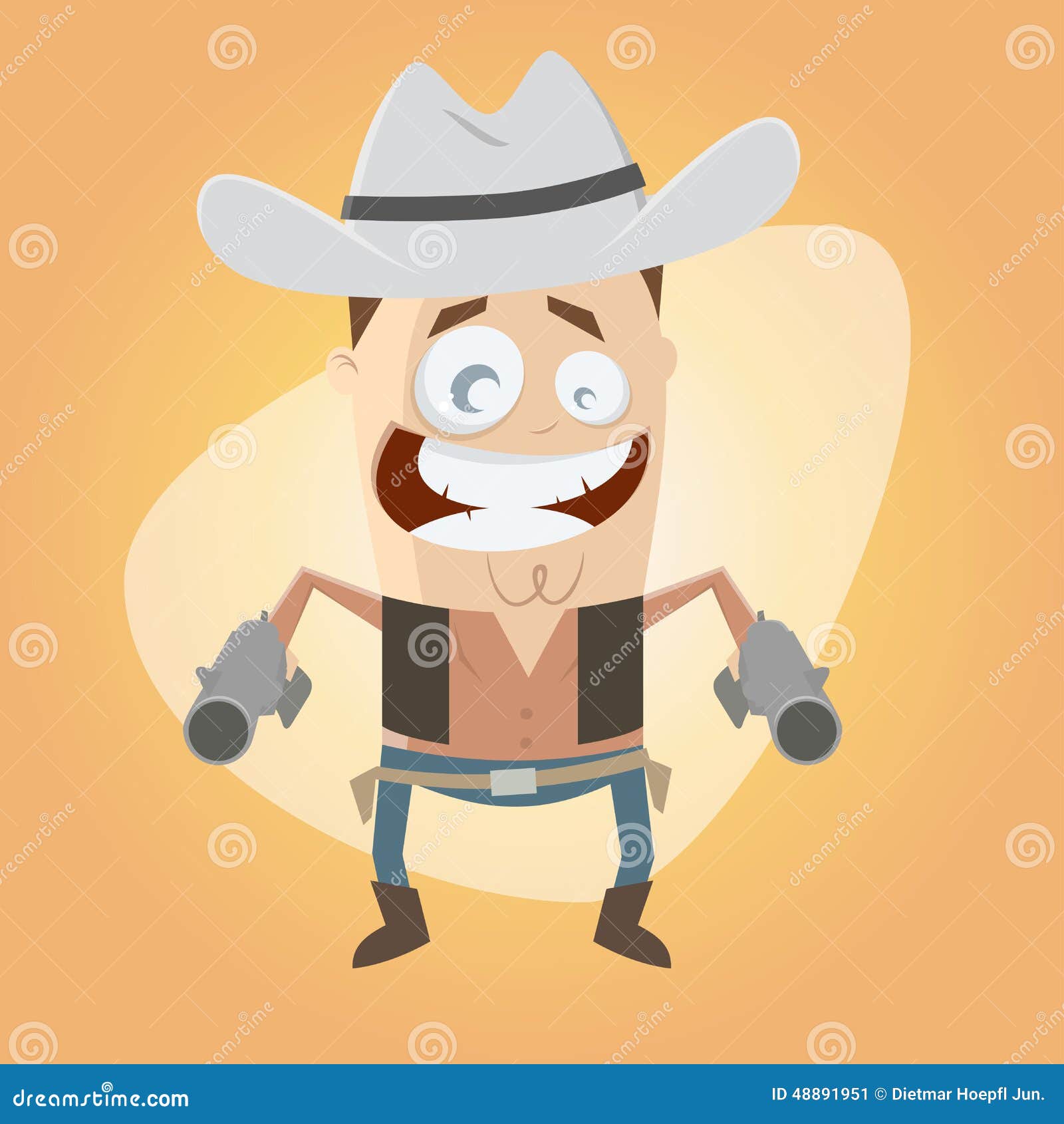 Funny cartoon cowboy stock vector. Illustration of duel - 48891951