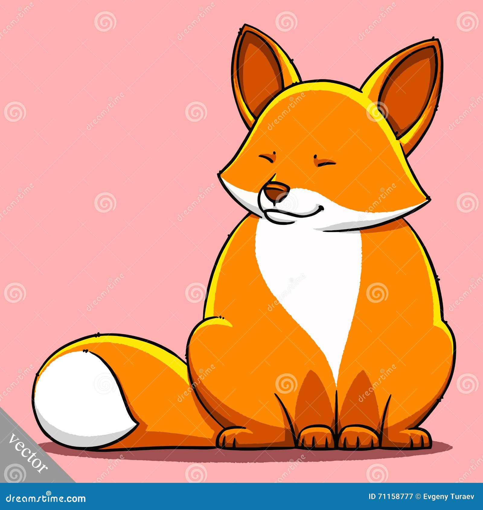 Funny Cartoon Cute Fat Fox Vector Illustration Stock Vector ...
