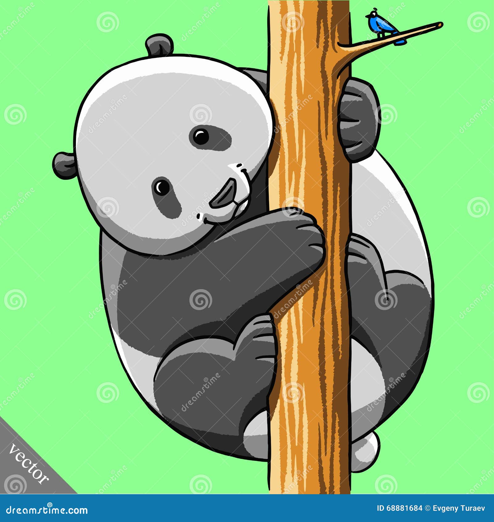 Funny Cartoon Cute Fat Panda Bear Illustration Stock Vector ...