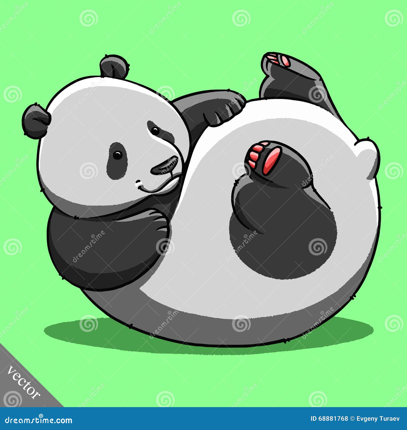 Funny Cartoon Cute Fat Panda Bear Illustration Stock Vector ...