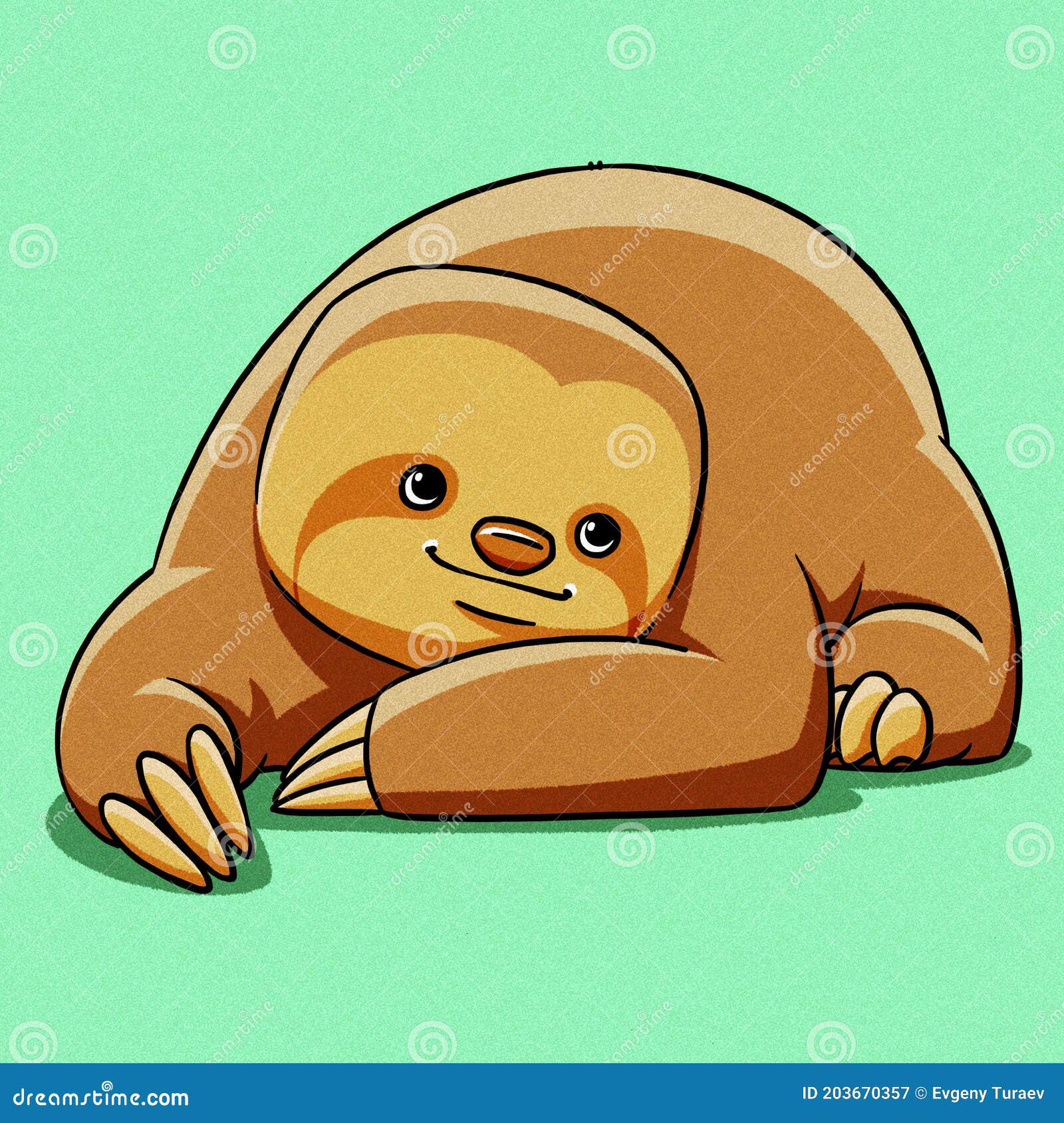 Funny Cartoon Cute Fat Sloth Illustration Stock Illustration ...