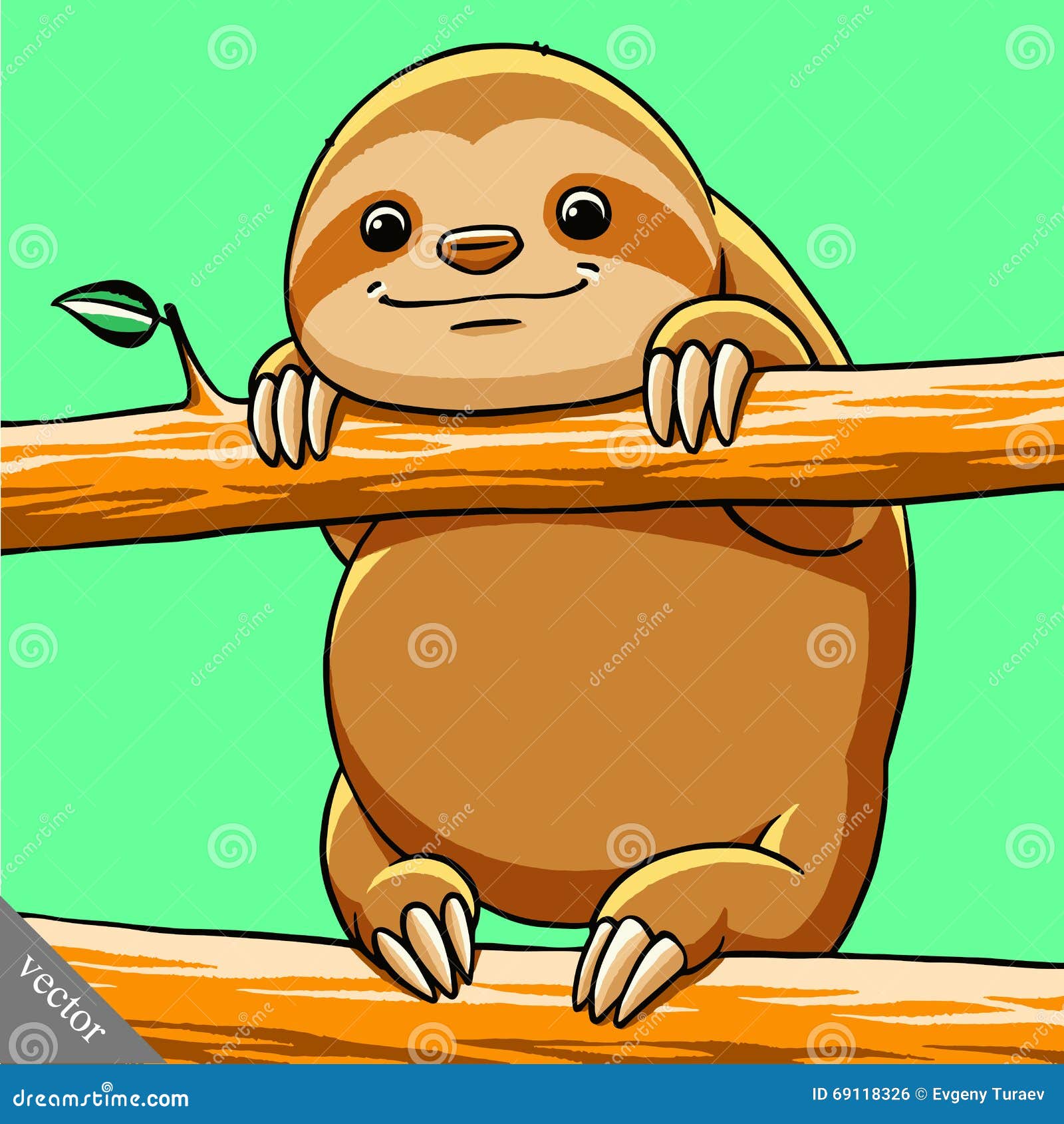 Funny Cartoon Cute Fat Vector Sloth Illustration Stock Vector ...
