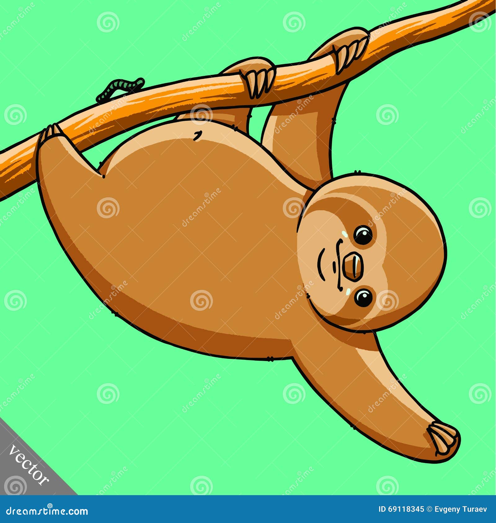 Funny Cartoon Cute Fat Vector Sloth Illustration Stock Vector ...