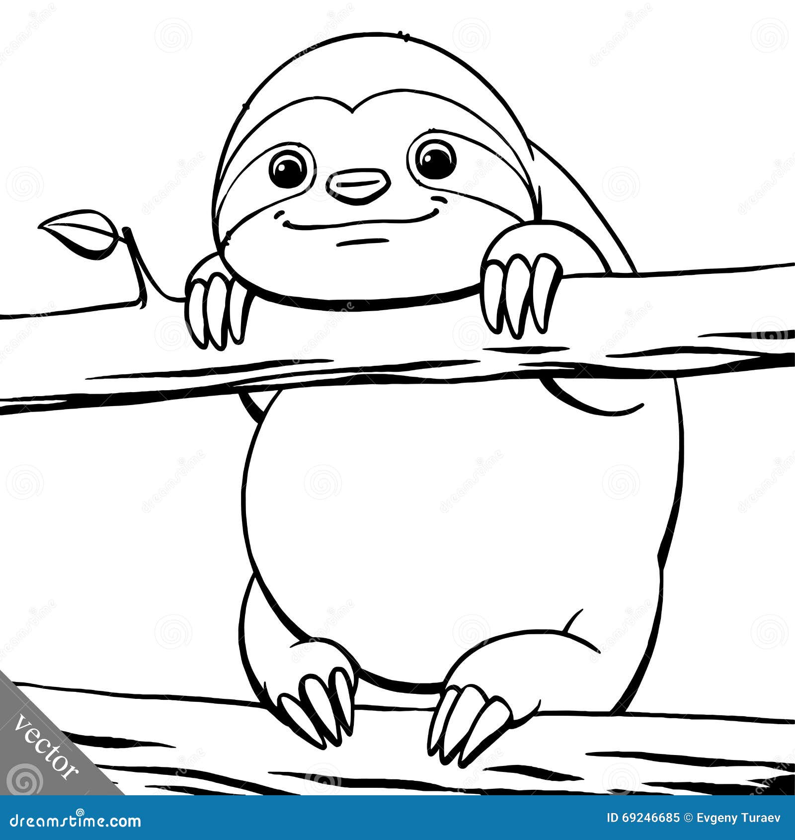 Funny Cartoon Cute Fat Vector Sloth Illustration Stock Vector ...