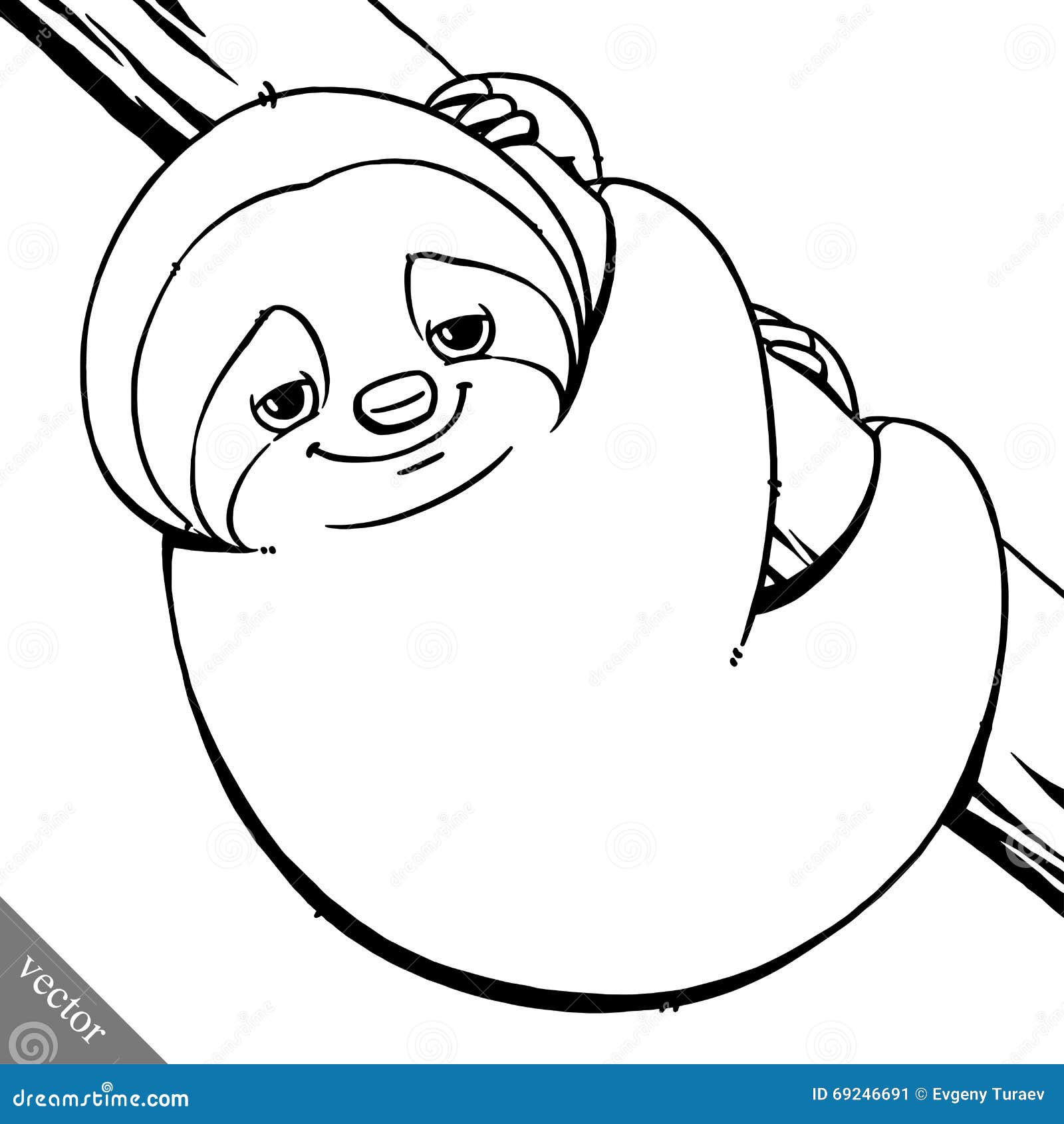 Funny Cartoon Cute Fat Vector Sloth Illustration Stock Vector ...