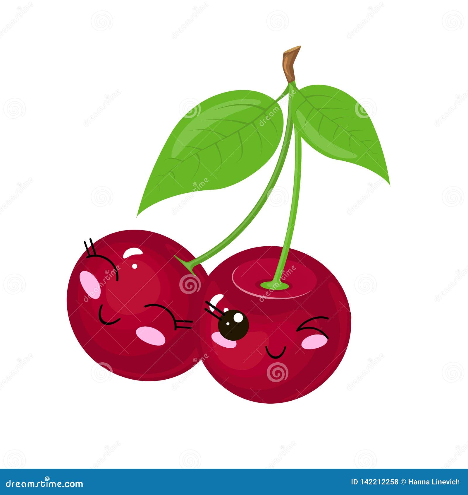 Funny Cartoon Cute Ripe Cherry. Funny Face Vector Stock Vector ...