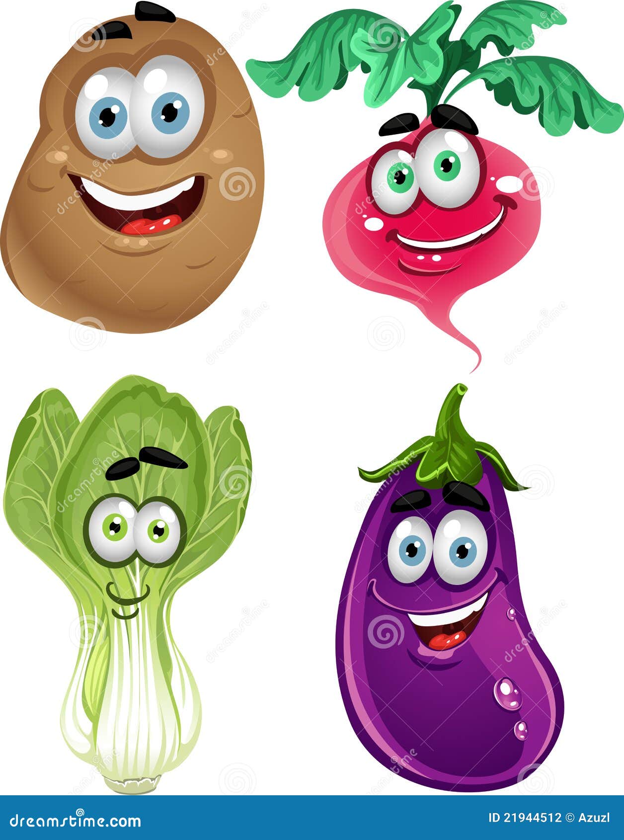 Funny Cartoon Cute Vegetables Stock Illustration - Illustration of gold ...