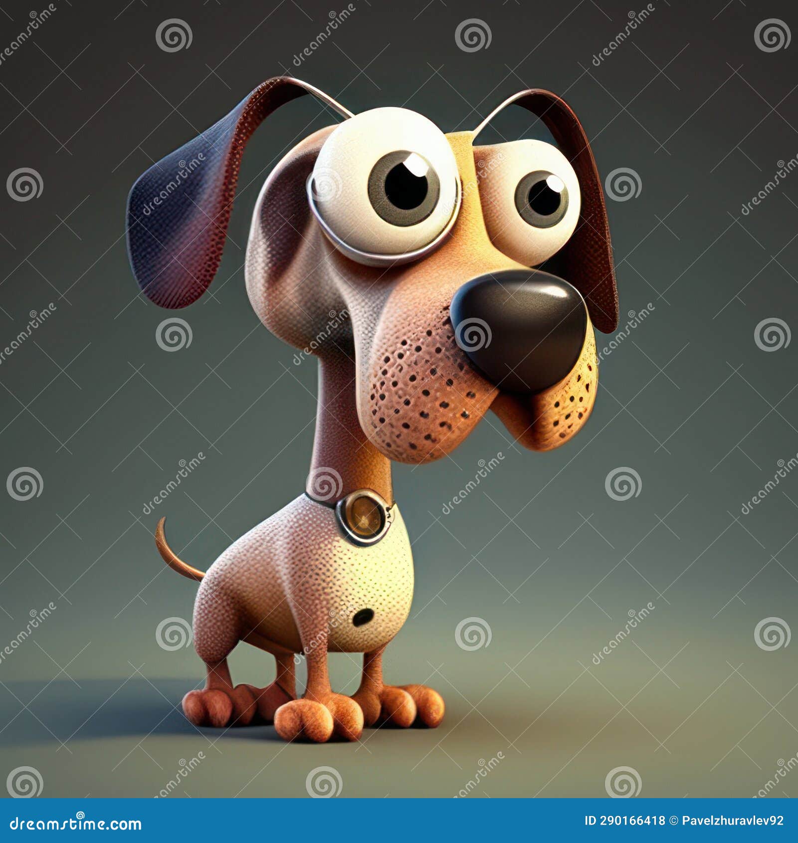 Funny Cartoon 3D Dog, Model of a Dog from a Cartoon Stock Illustration ...