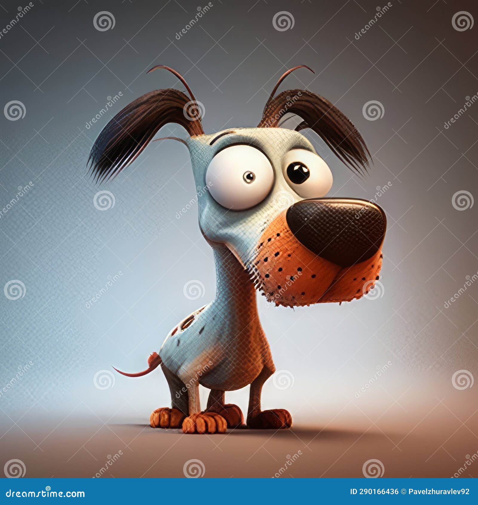 Funny Cartoon 3D Dog, Model of a Dog from a Cartoon Stock Illustration ...