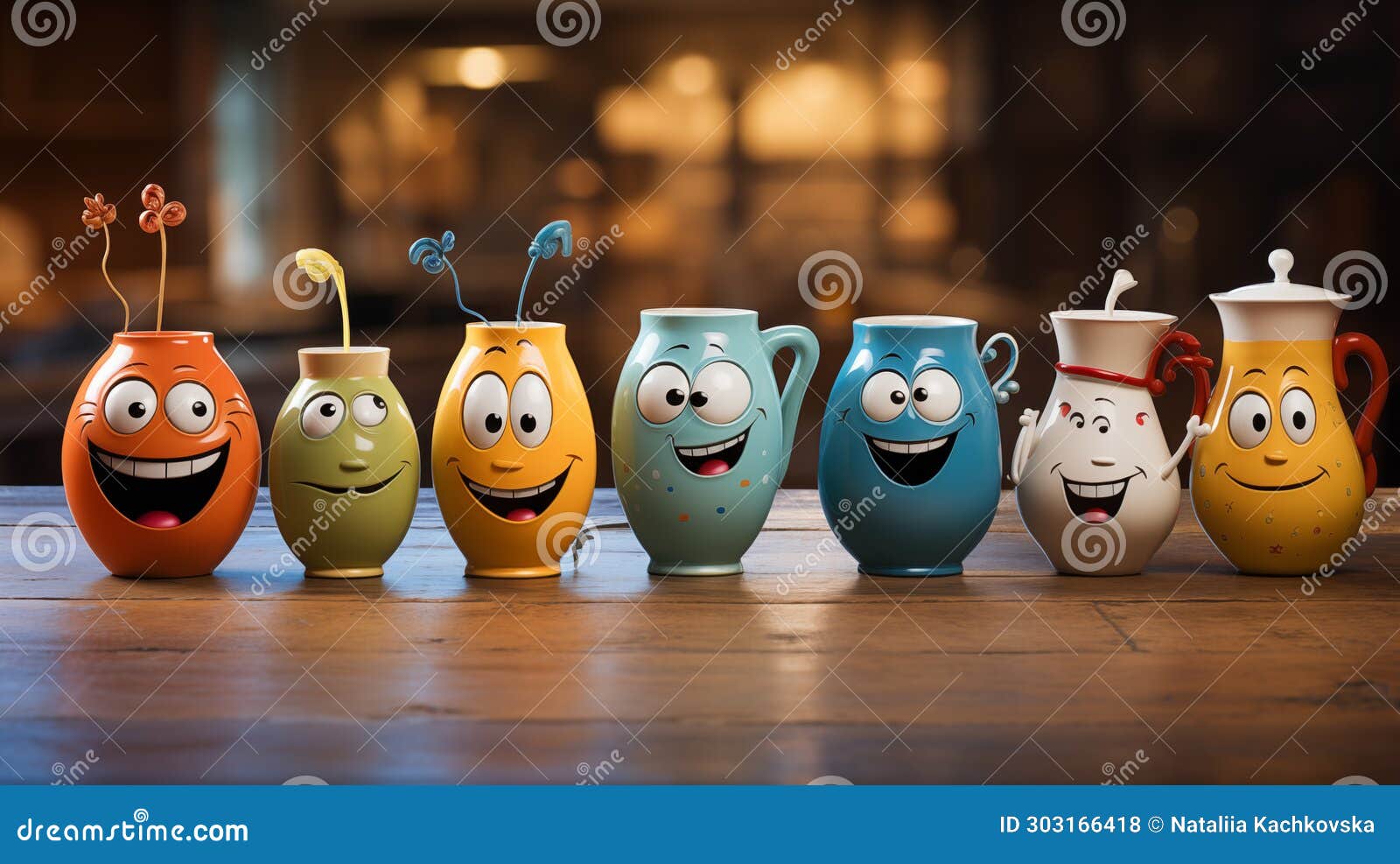 Funny cartoon dancing cups stock photo. Image of drink - 303166418