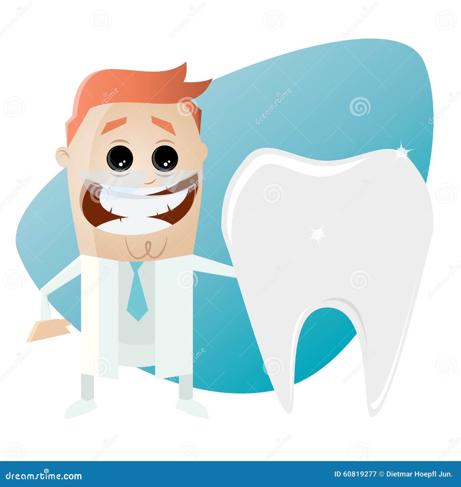 Funny Cartoon Dentist with Big Tooth Stock Vector - Illustration of ...