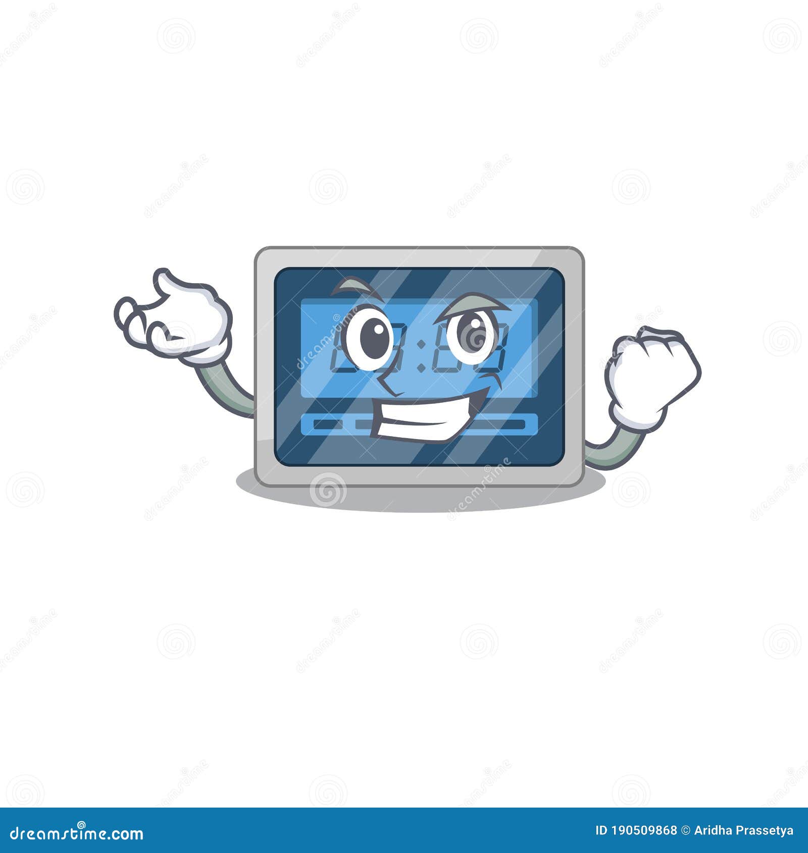 A Funny Cartoon Design Concept of Digital Timer with Happy Face Stock ...