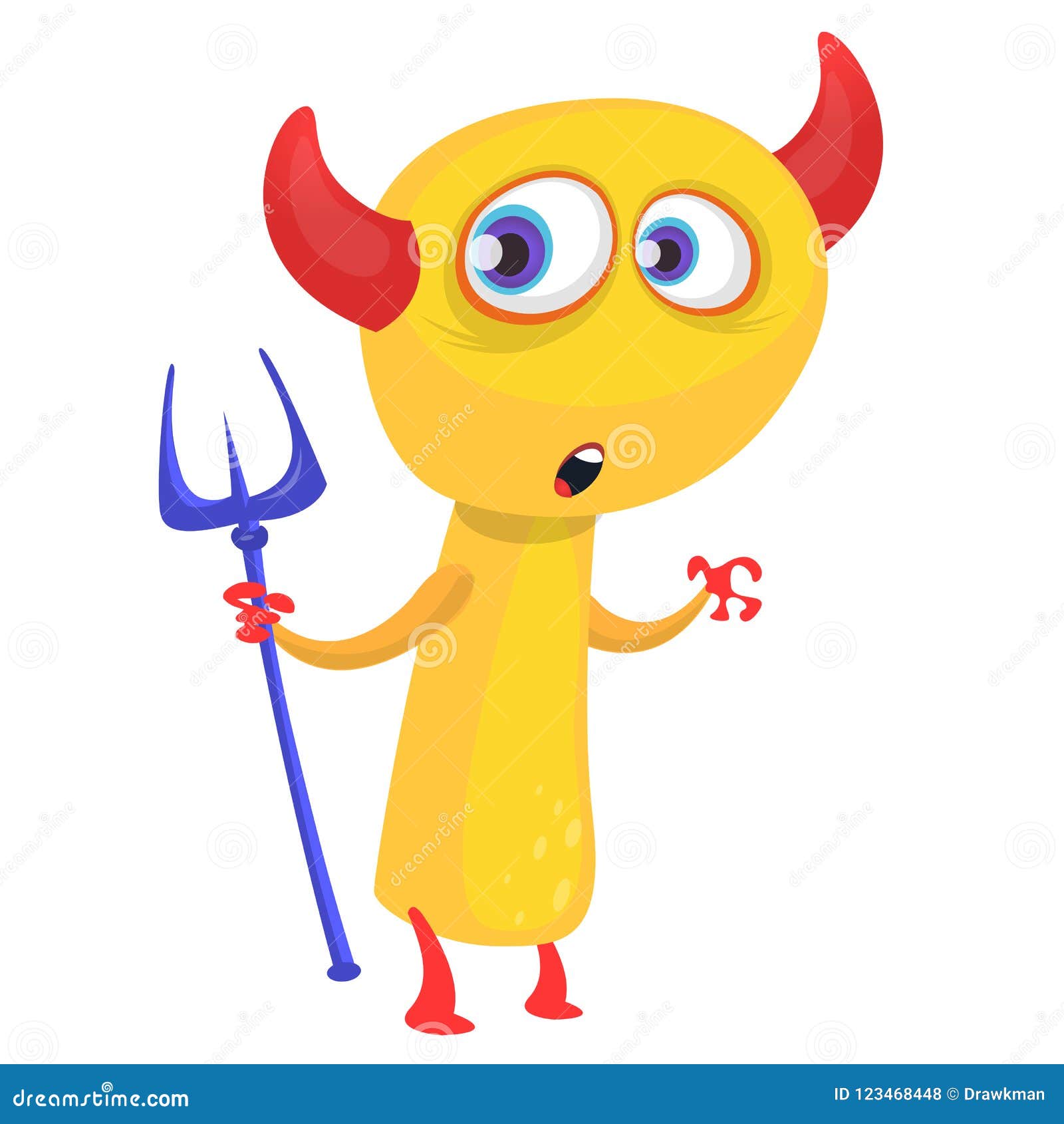 Imp With Trident Vector Icon Cartoon Illustration | CartoonDealer.com ...