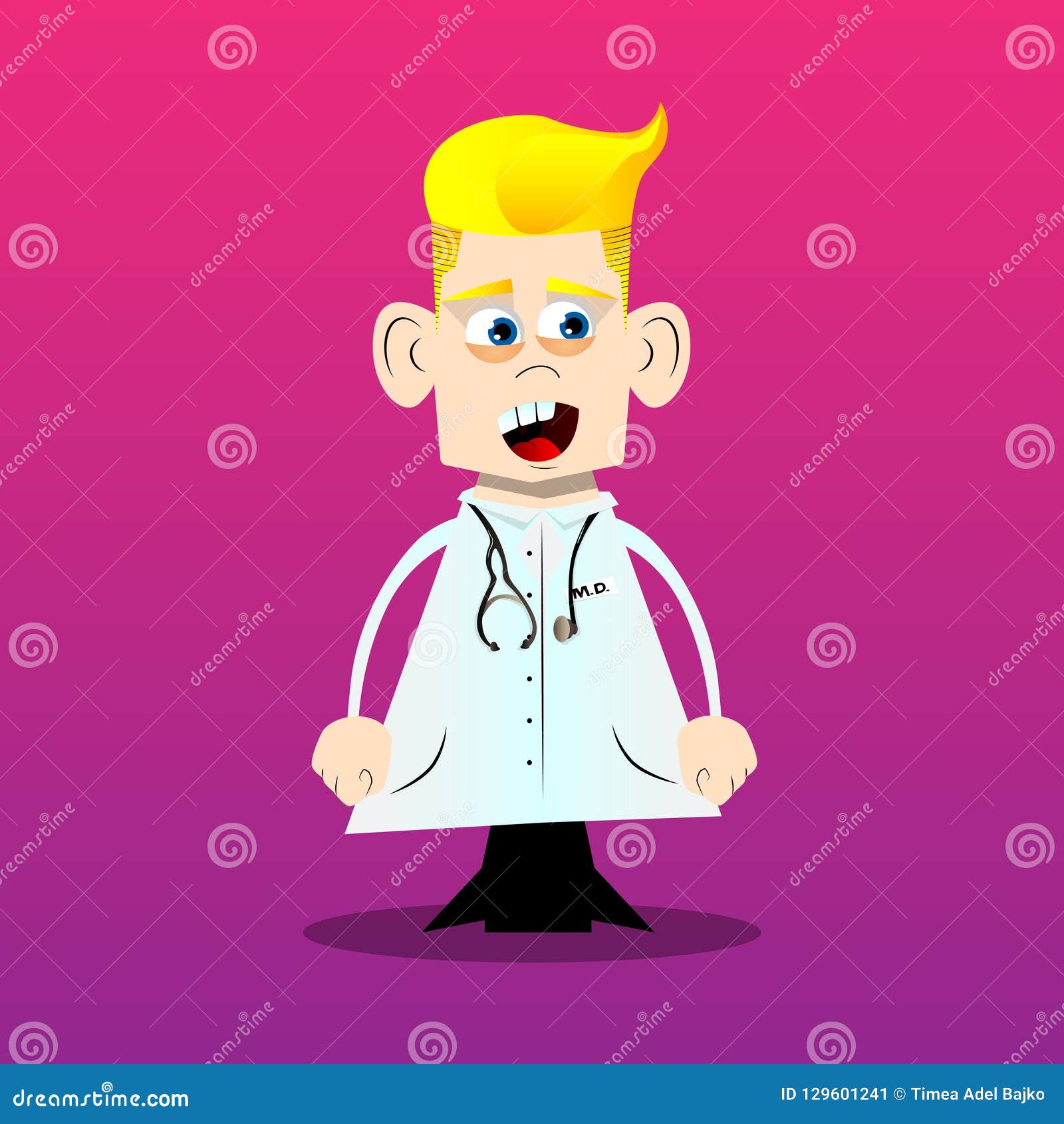 Funny and Cute Cartoon Doctor Standing. Stock Illustration ...