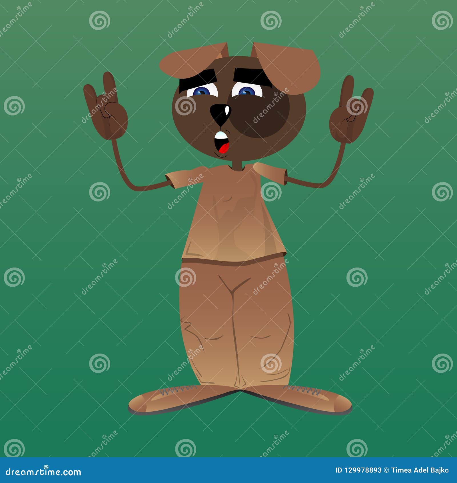 Cartoon Dog with Hands in Rocker Pose. Stock Vector - Illustration of ...