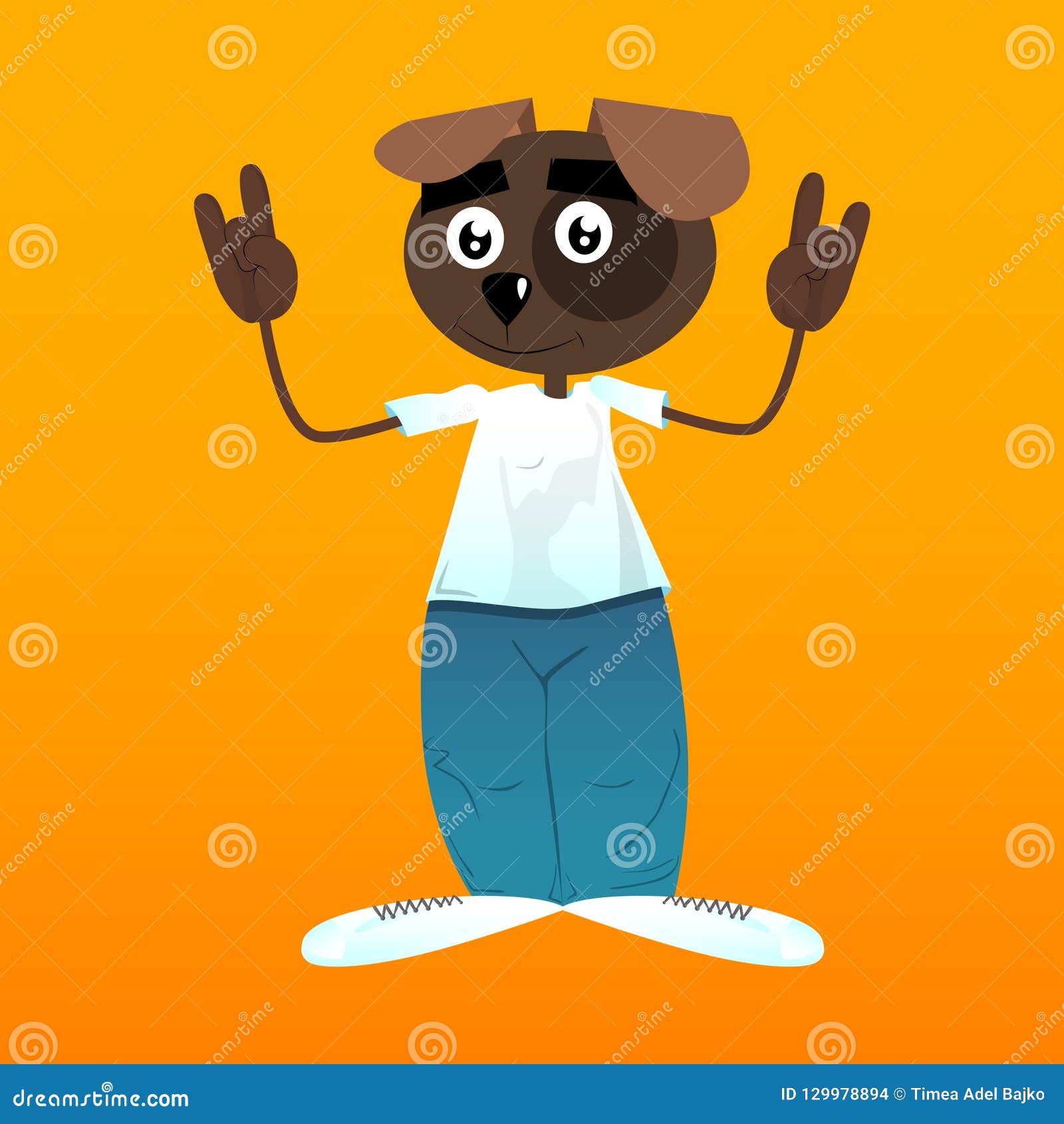 Cartoon Dog with Hands in Rocker Pose. Stock Vector - Illustration of ...