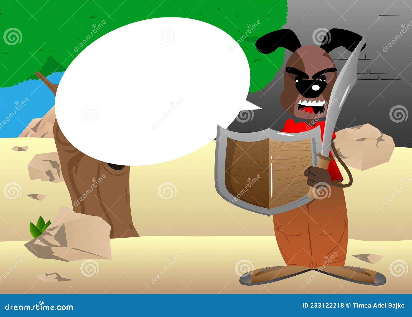 Dog Holding a Sword and Shield. Stock Vector - Illustration of cartoon ...