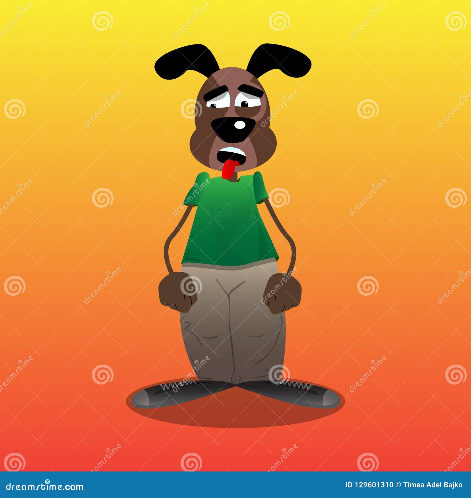 Funny and Cute Cartoon Dog Standing. Stock Illustration - Illustration ...