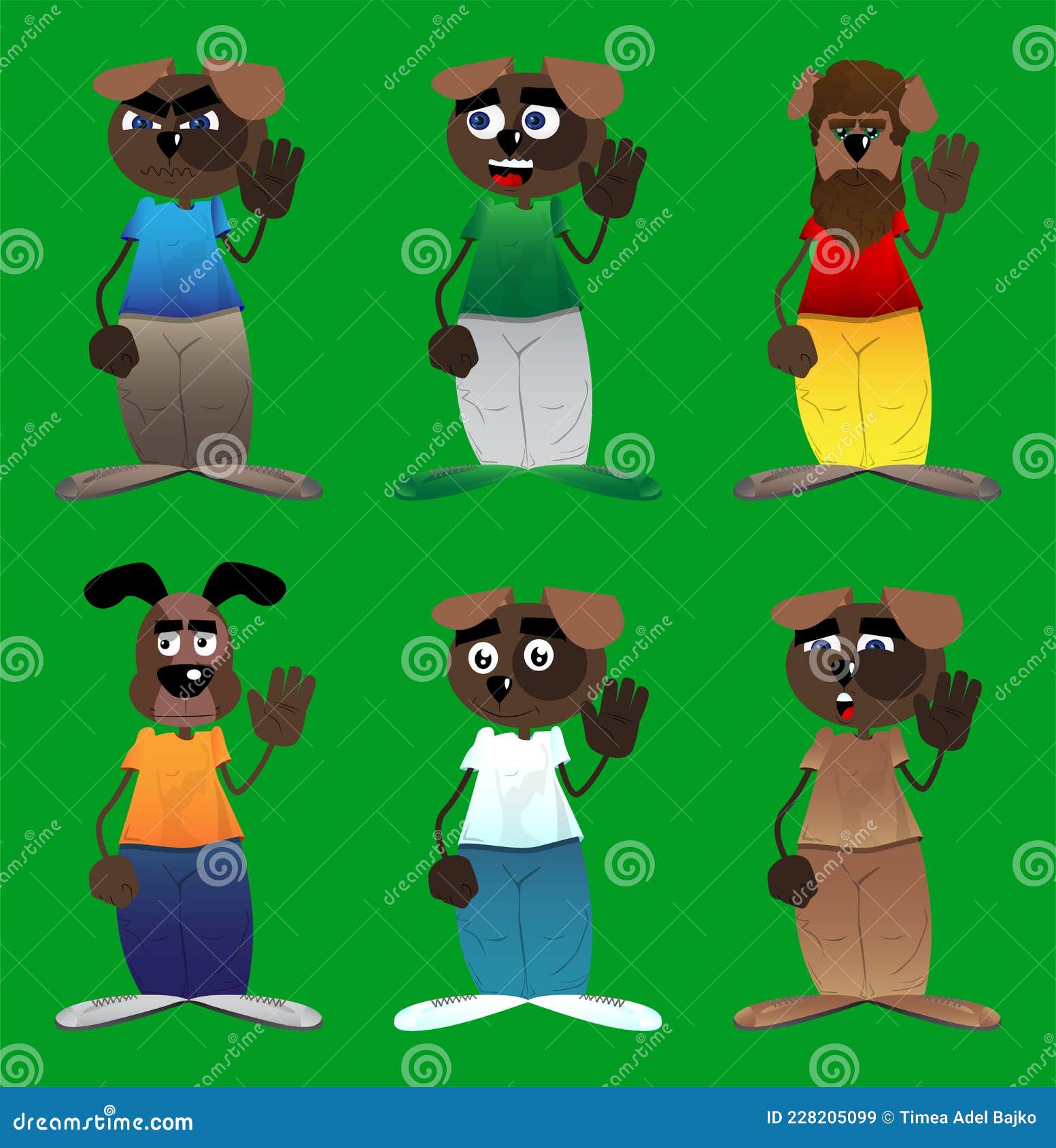 Funny Cartoon Dog with Waving Hand. Vector Illustration Stock Vector ...