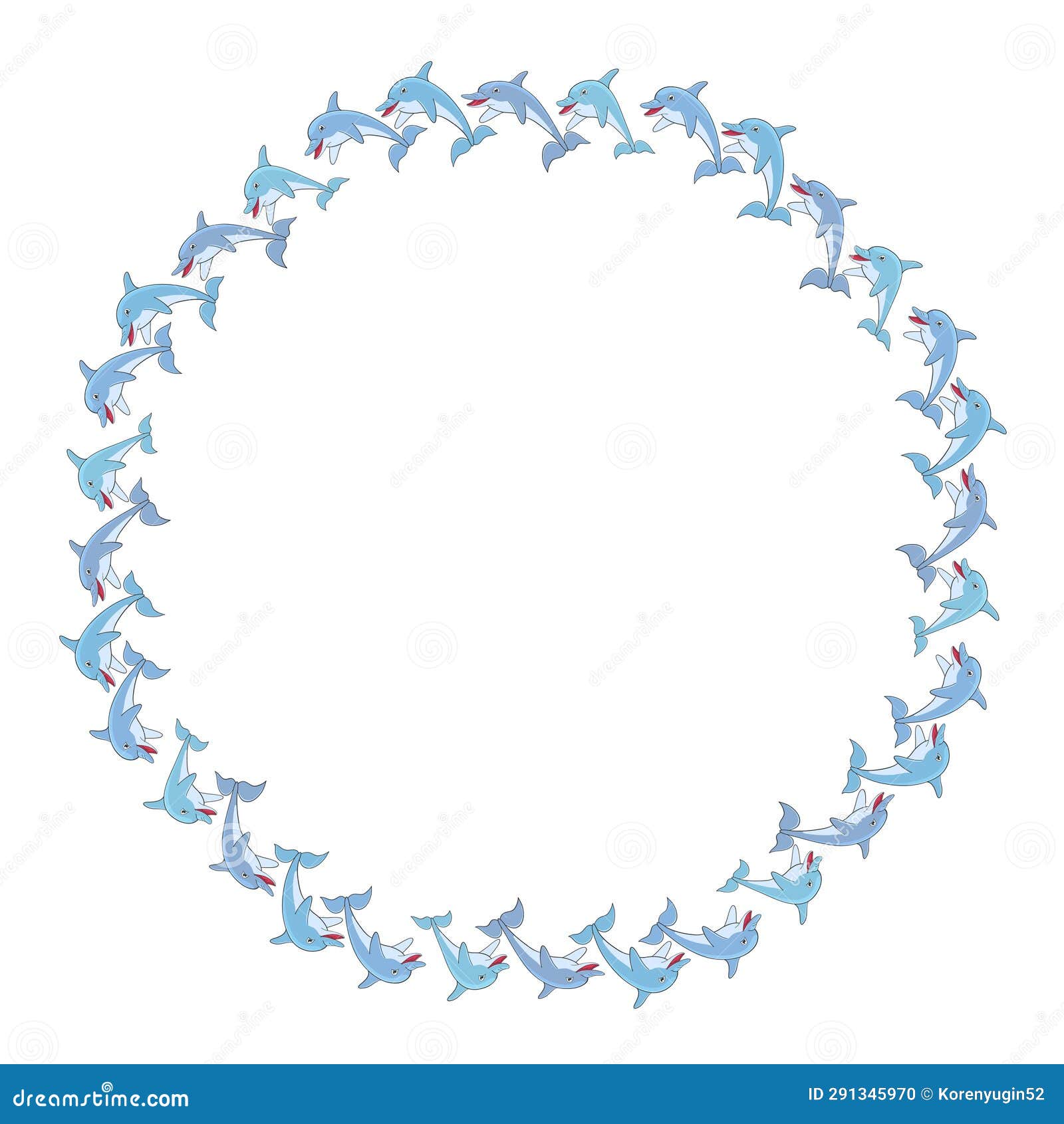 Funny Cartoon Dolphin Art Drawn Design Frame Stock Illustration ...