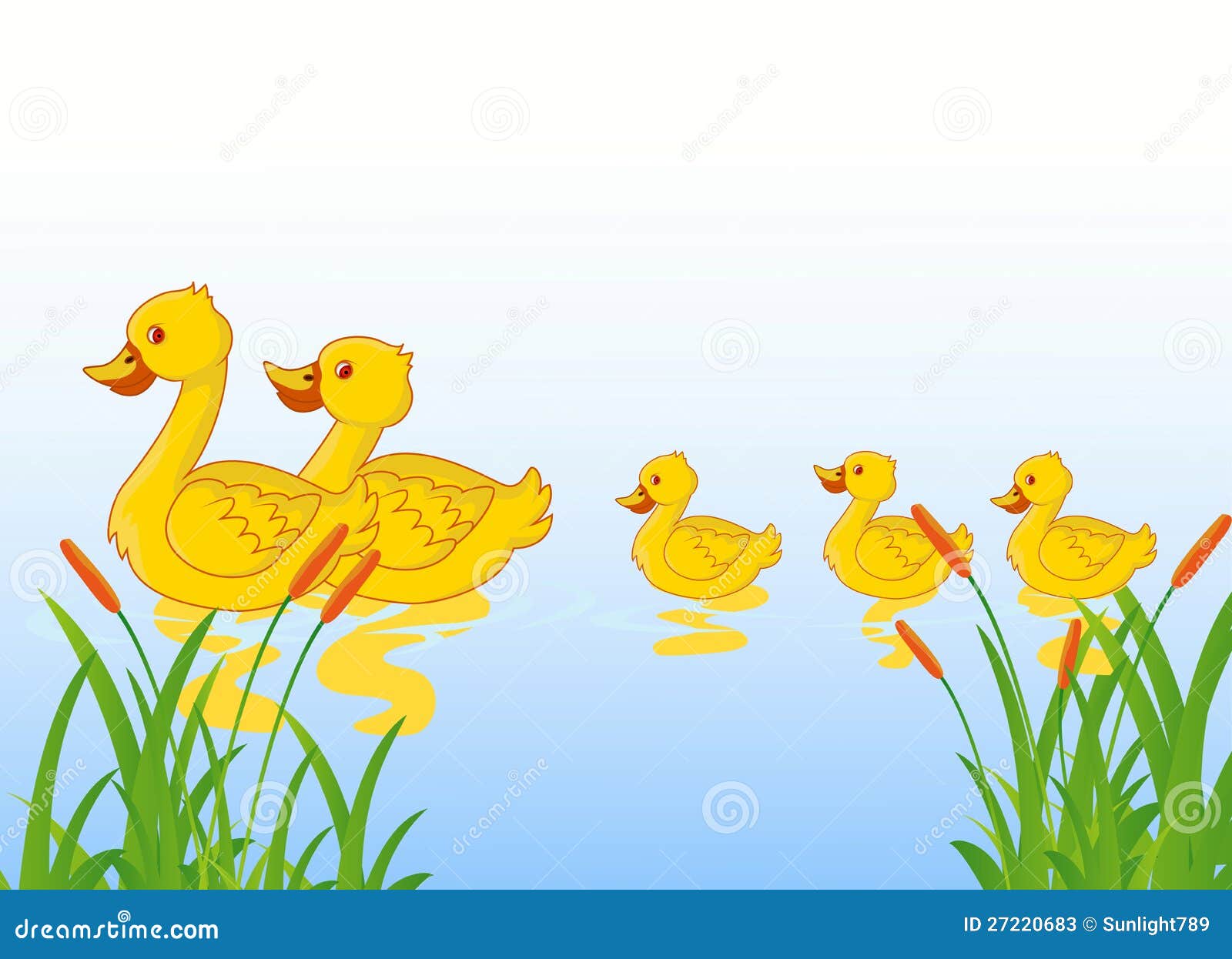 Funny Cartoon Duck In Water
