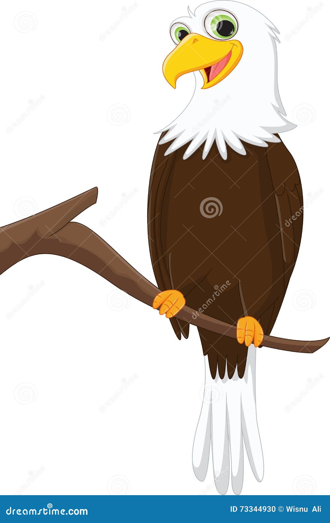 Funny Cartoon Eagle on a Tree Branch Stock Vector - Illustration of ...